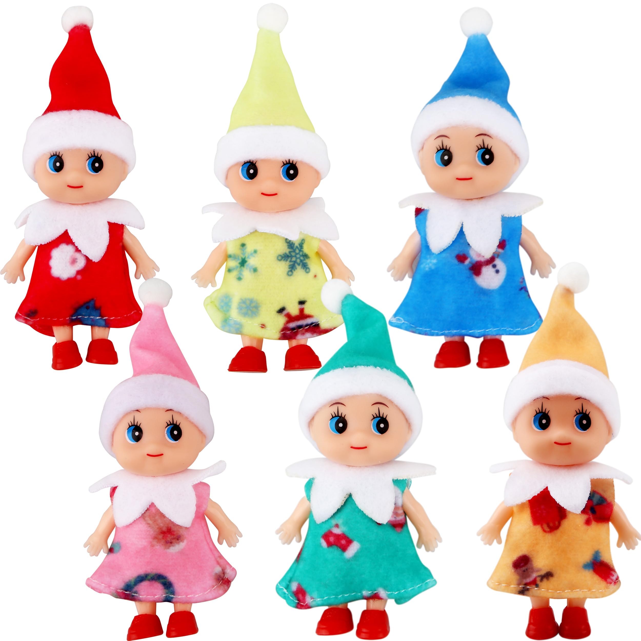 Amazon.com: Cagemoga 6 Pack Christmas Baby Elf Dolls Xmas Mini Baby ...