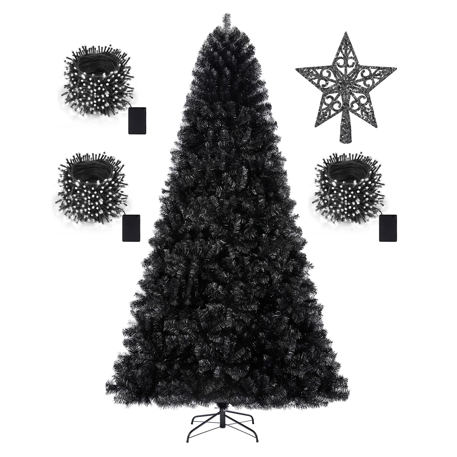 Amazon.com: 7.5ft Black Christmas Tree Artificial Christmas Tree ...