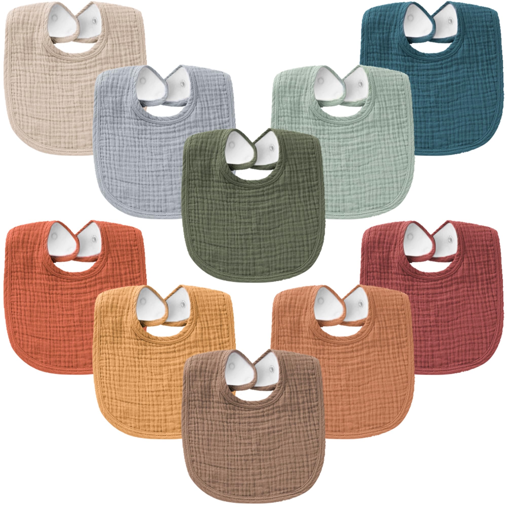 Amazon.com: Konssy 10-Pack Muslin Baby Bibs, Soft Cotton Bandana Bibs ...