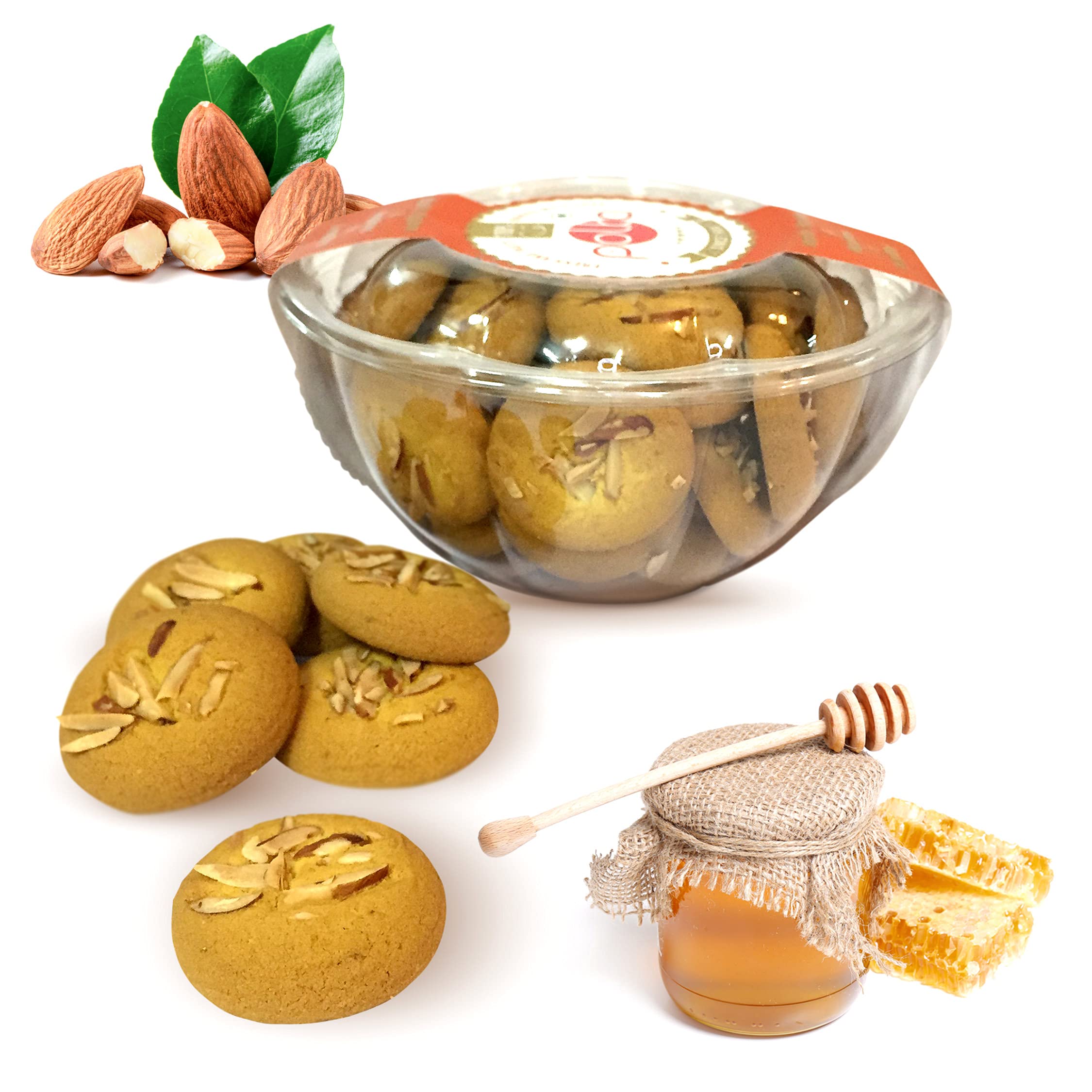 Polka Pack Of 3 Honey Almond Cookies I Biscuit Bowl 1050 Gm I DRY FRUIT ...