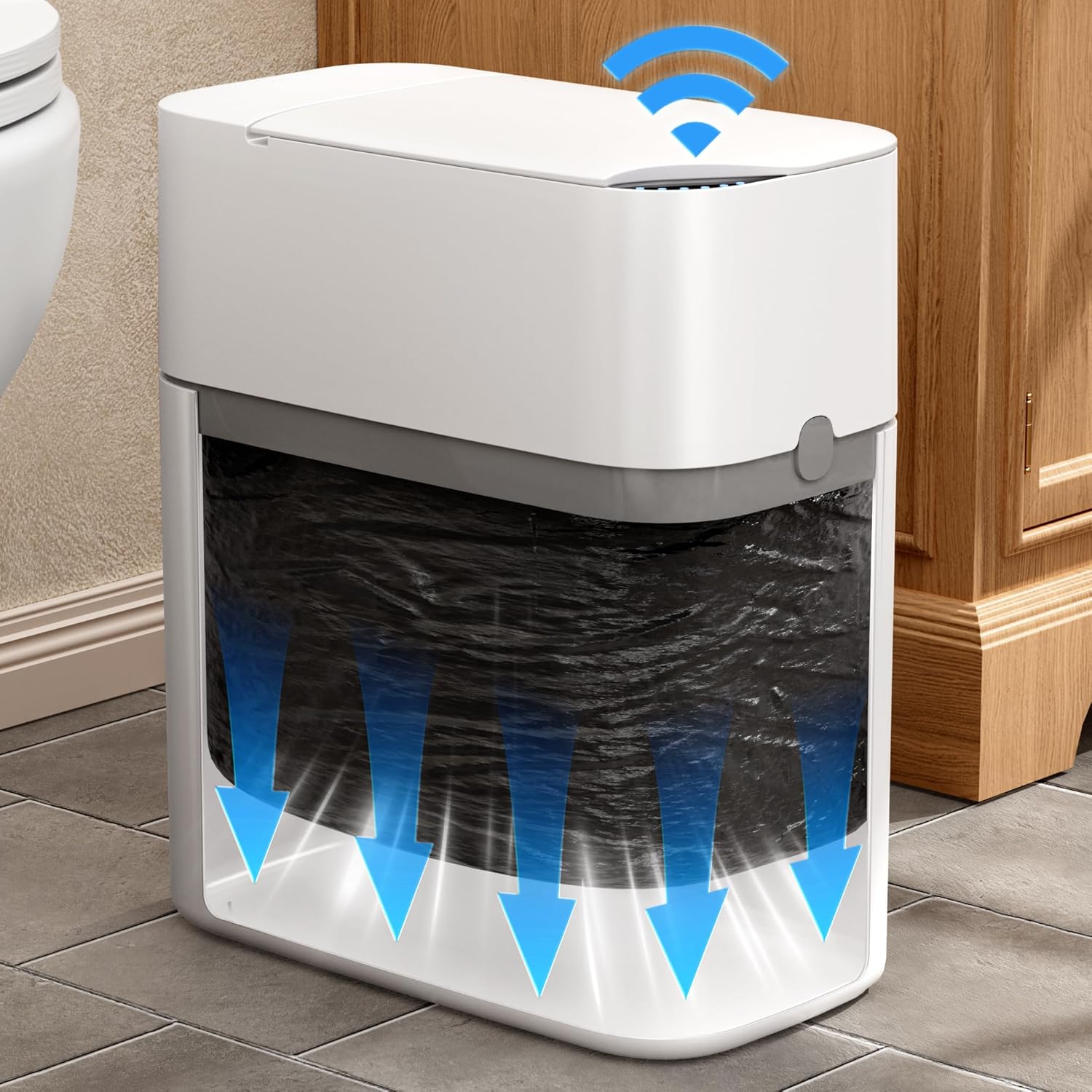 Amazon.com: CTIME 2nd Gen Motion Sensor Bathroom Trash Can with Soft ...