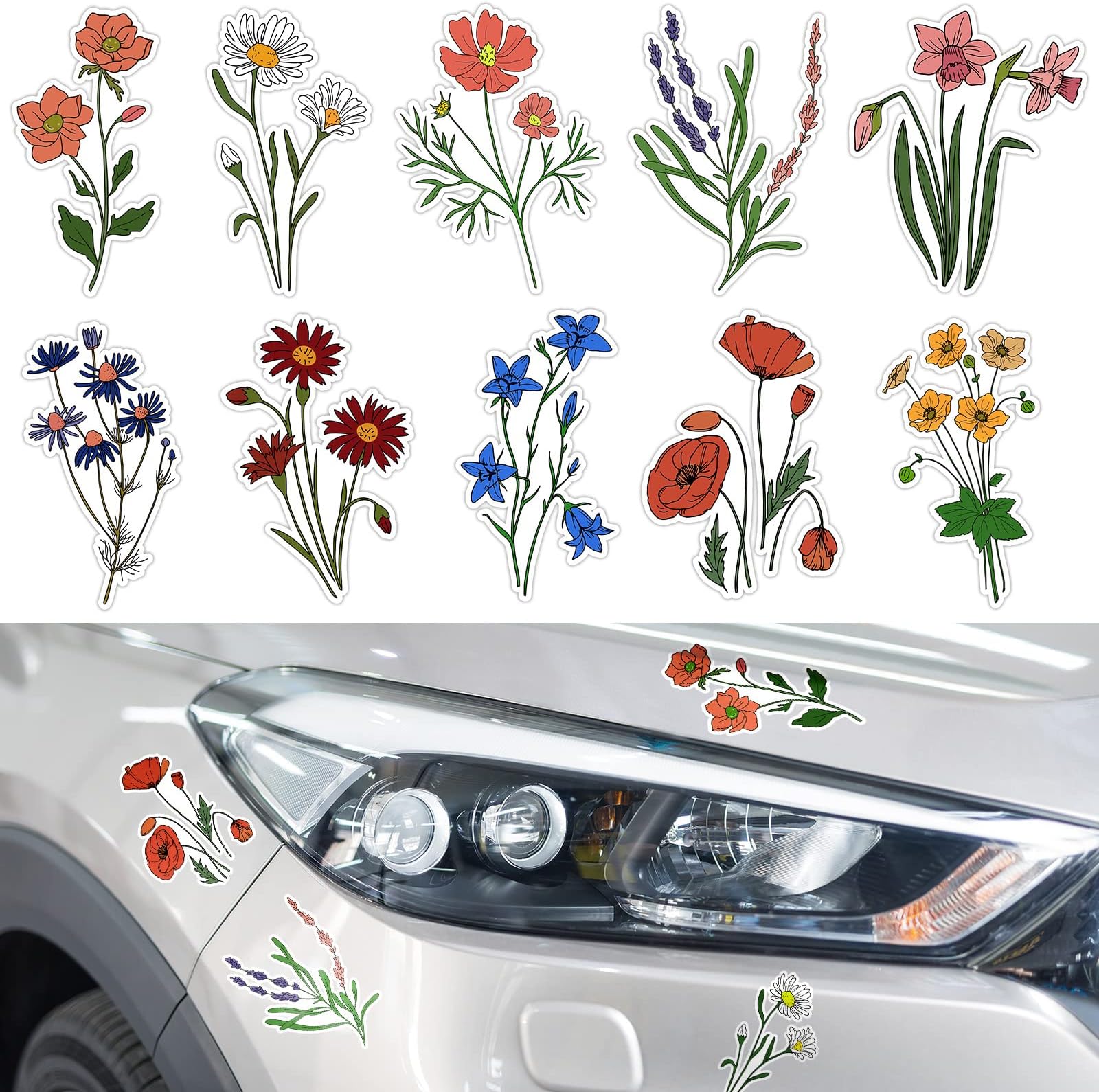 Amazon.com: Colorful Wild Flowers Watercolor Painting Sticker Vinyl ...