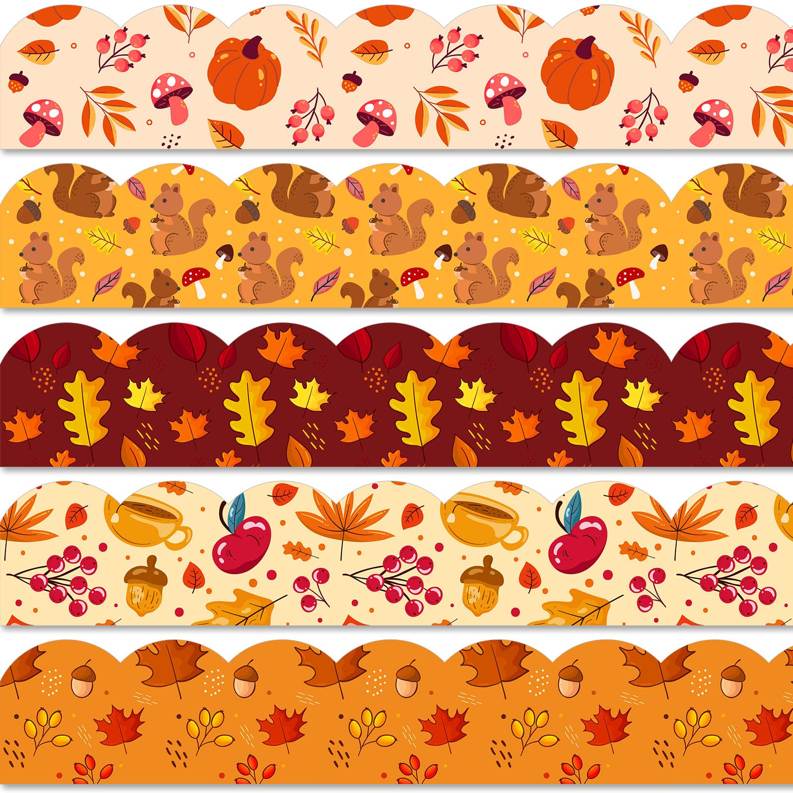 Amazon.com: Whaline 69Ft Fall Bulletin Board Borders Colorful Squirrel ...