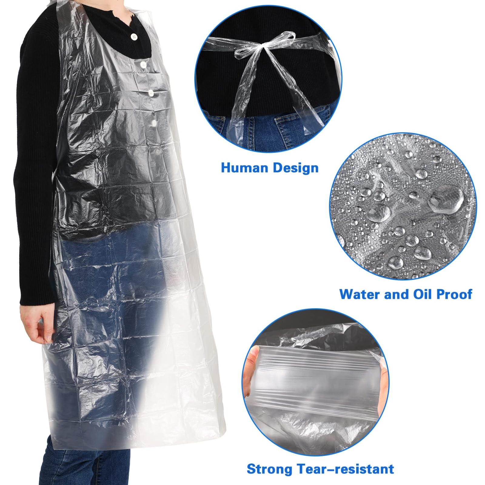 Snapklik.com : Clear Plastic Disposable Aprons,44 X 30 Large Waterproof ...