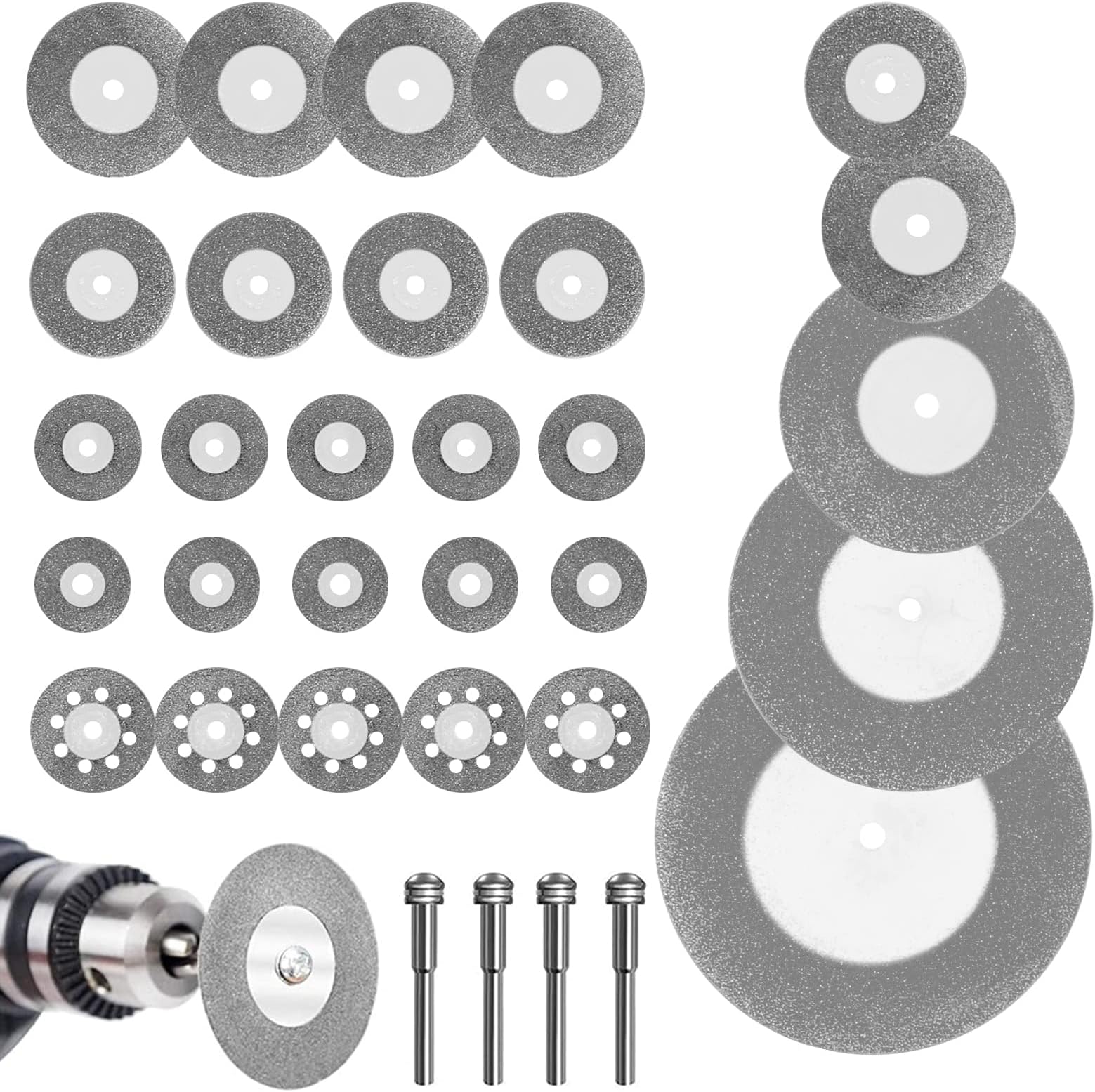 KINDPMA 32pcs Diamond Cutting Disc Glass Cutting Disc with Mandrels 16 ...