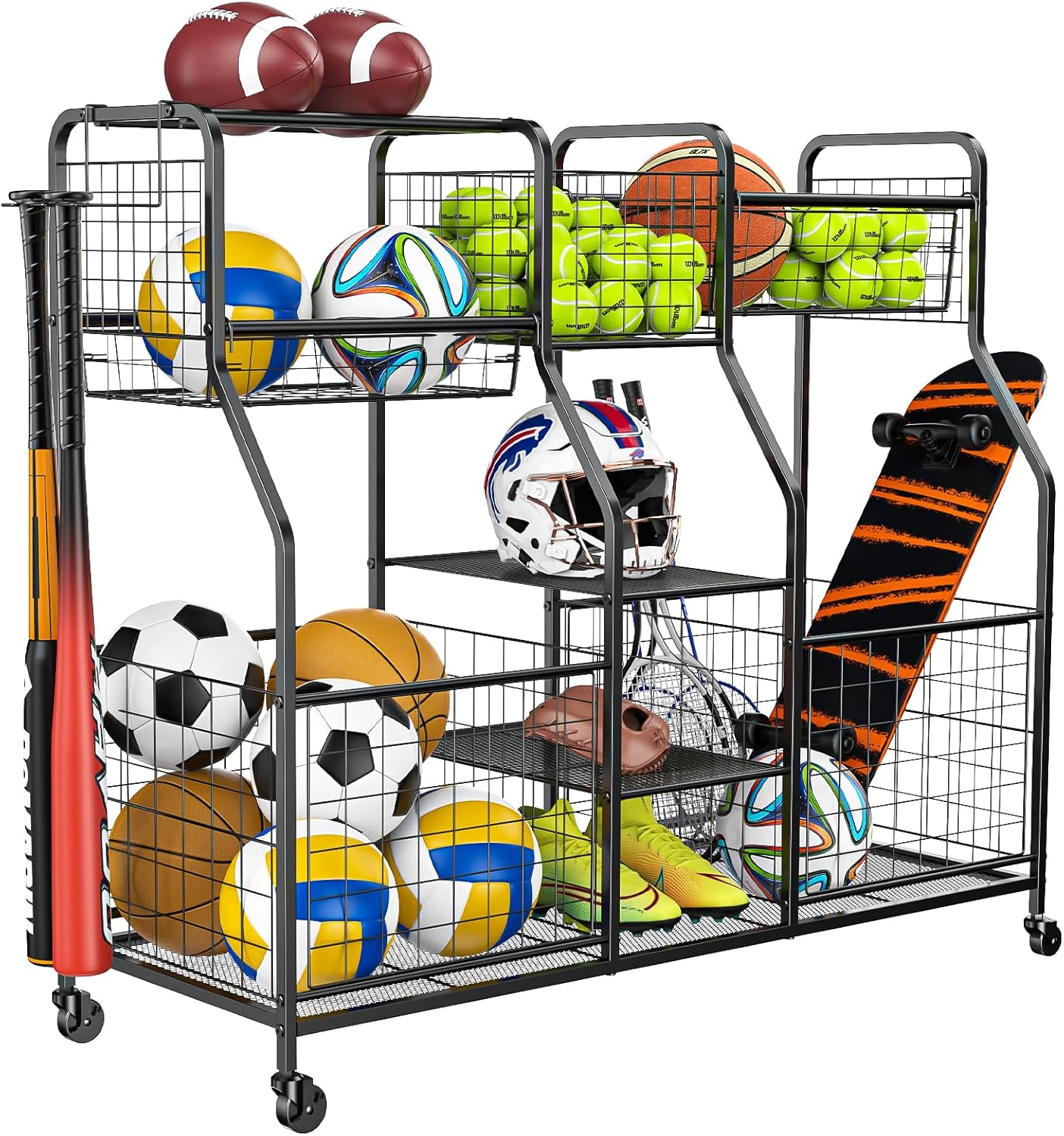 Amazon.com: Garage Sports Equipment Organizer, Ball Storage Rack ...