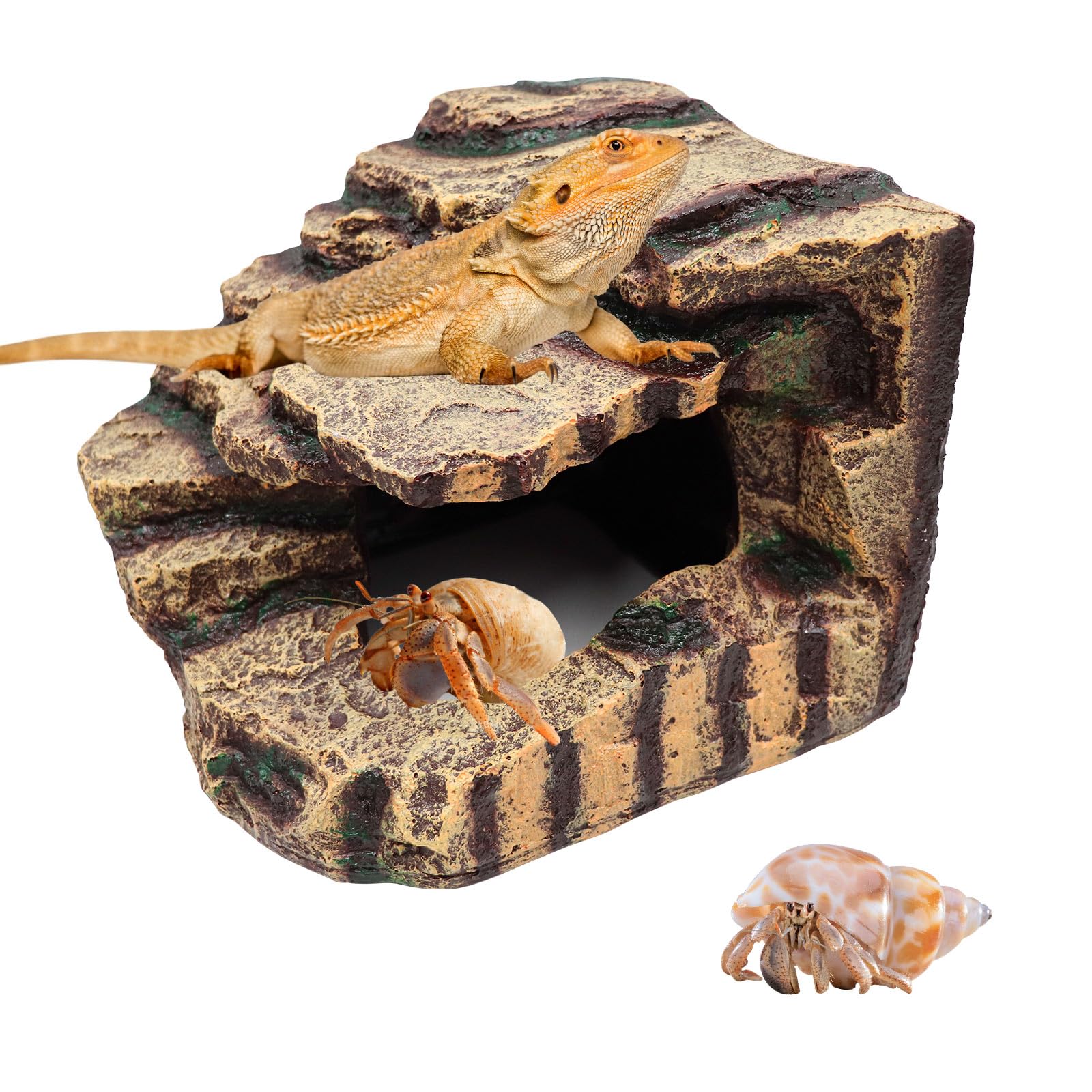 Snapklik.com : Hermit Crab Hideout, Resin Simulation Stone Reptile Cave ...