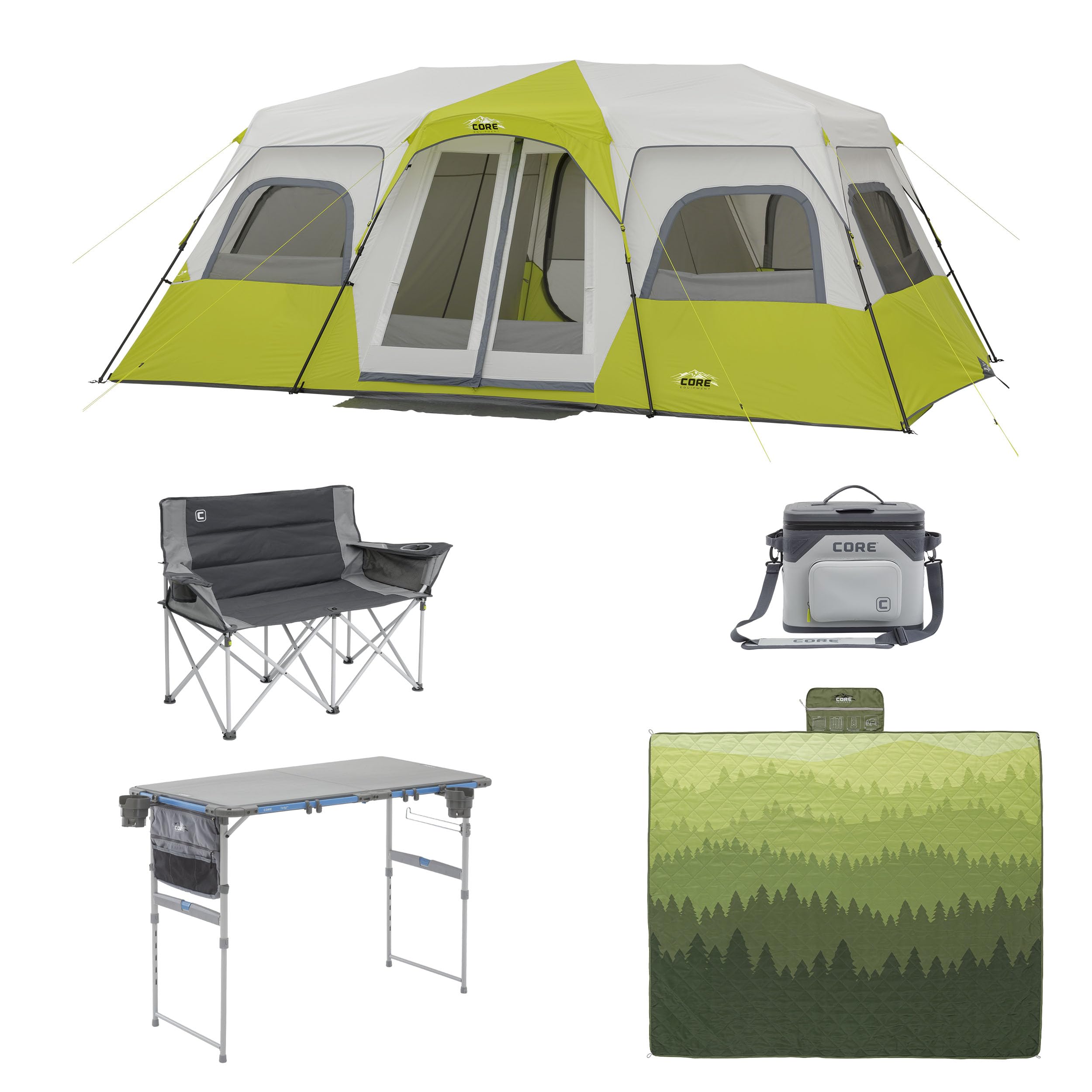 Amazon.com : CORE 12 Person Instant Cabin Tent Bundle with Camp Table ...