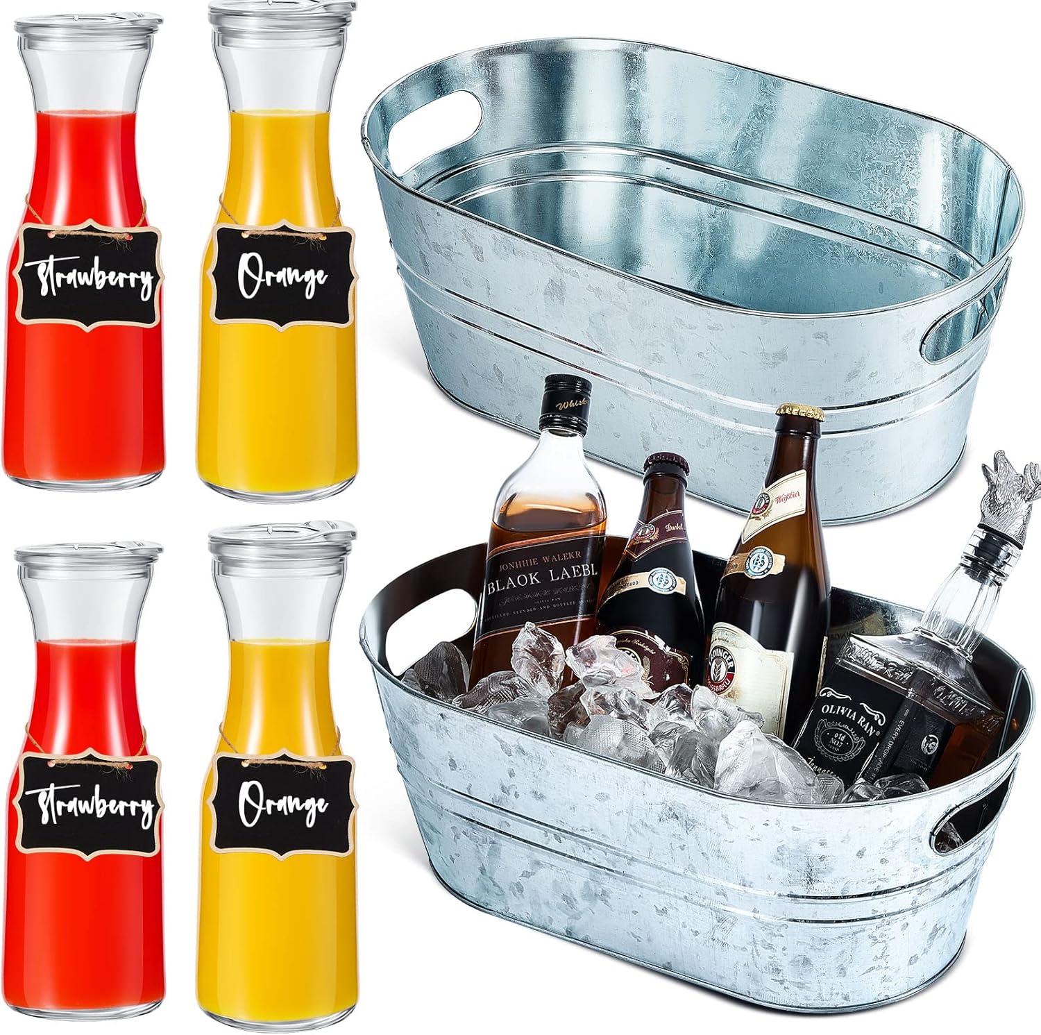 Amazon.com: Mumufy 2 Pcs 4 Gallon Galvanized Bucket and 4 Pcs 1 Liter ...