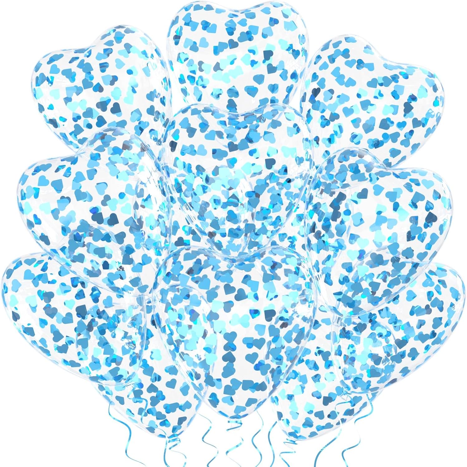 Amazon.com: Light Blue Heart Confetti Balloons 30 Pcs, 12 Inch Clear ...