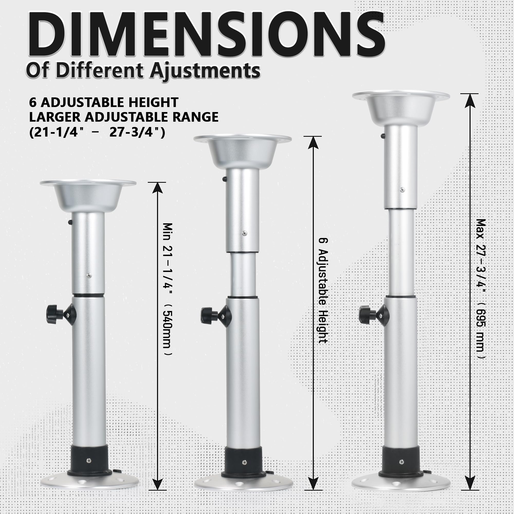 Snapklik.com : Boat Table Pedestal Leg, Adjustable Aluminum Table Base ...