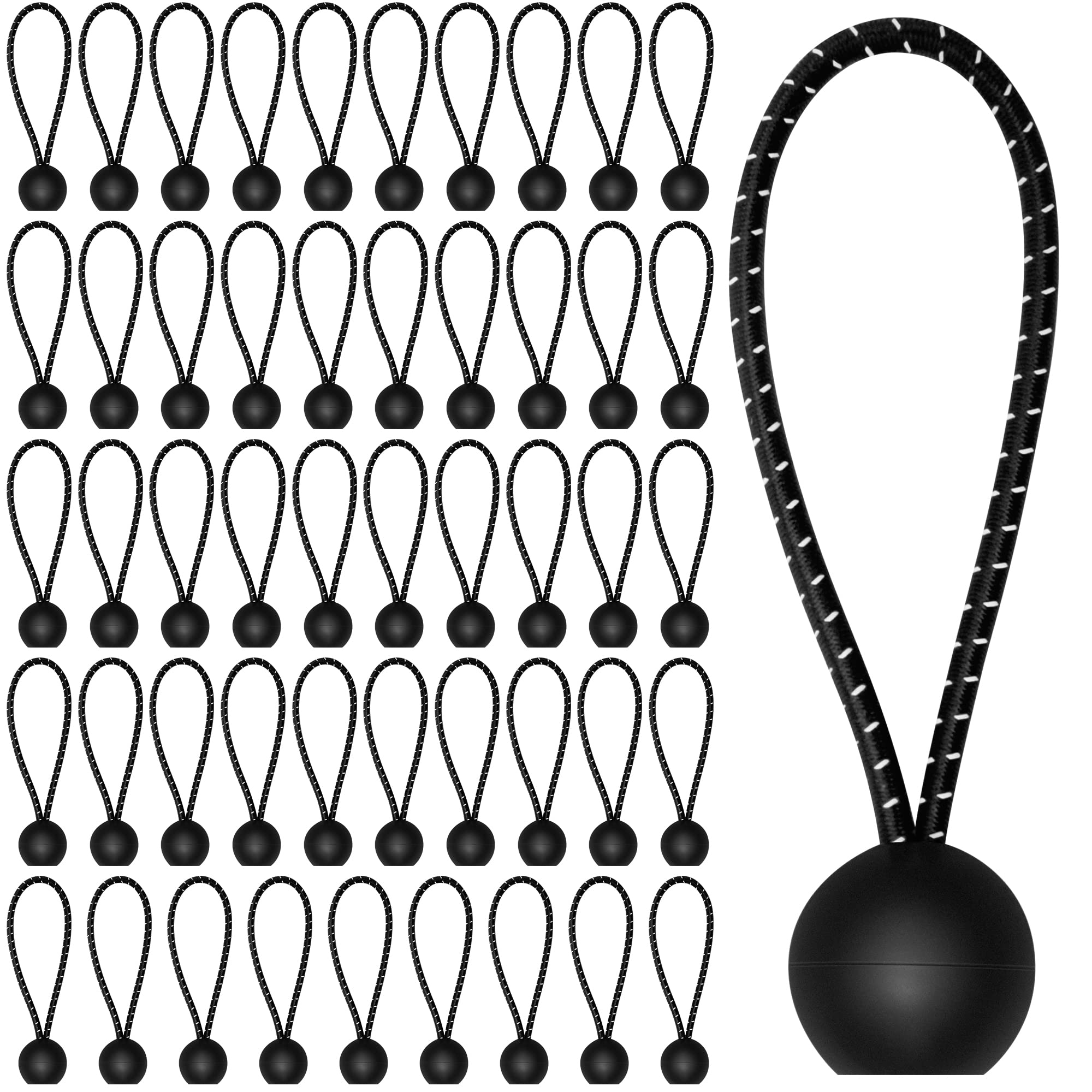 Bungee Balls Black, 4 Inch Bungee Cords with Balls Heavy Duty, 50 Pack ...