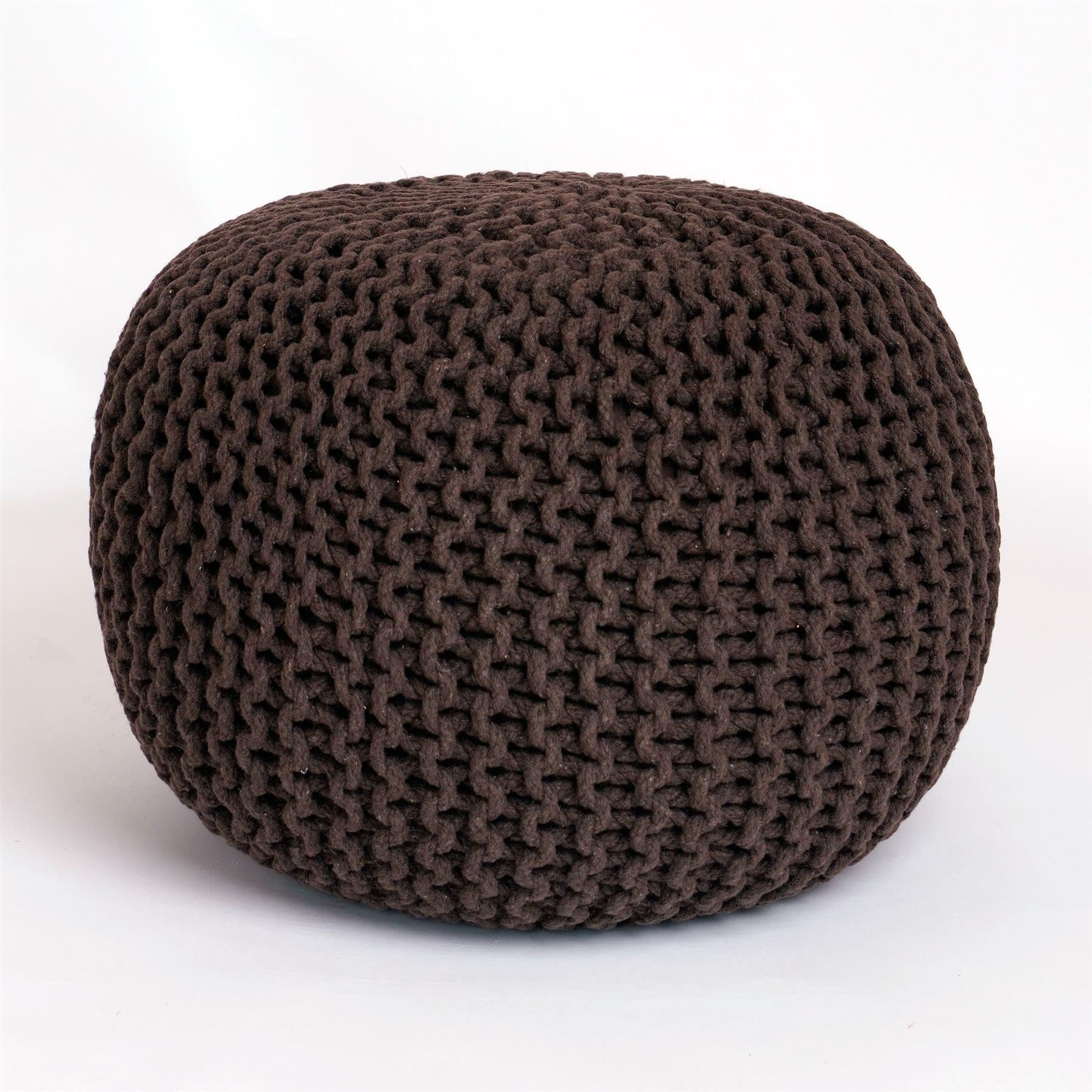 Round Chunky Knitted Pouffe Footstool Braided Cotton Ottoman Resting ...