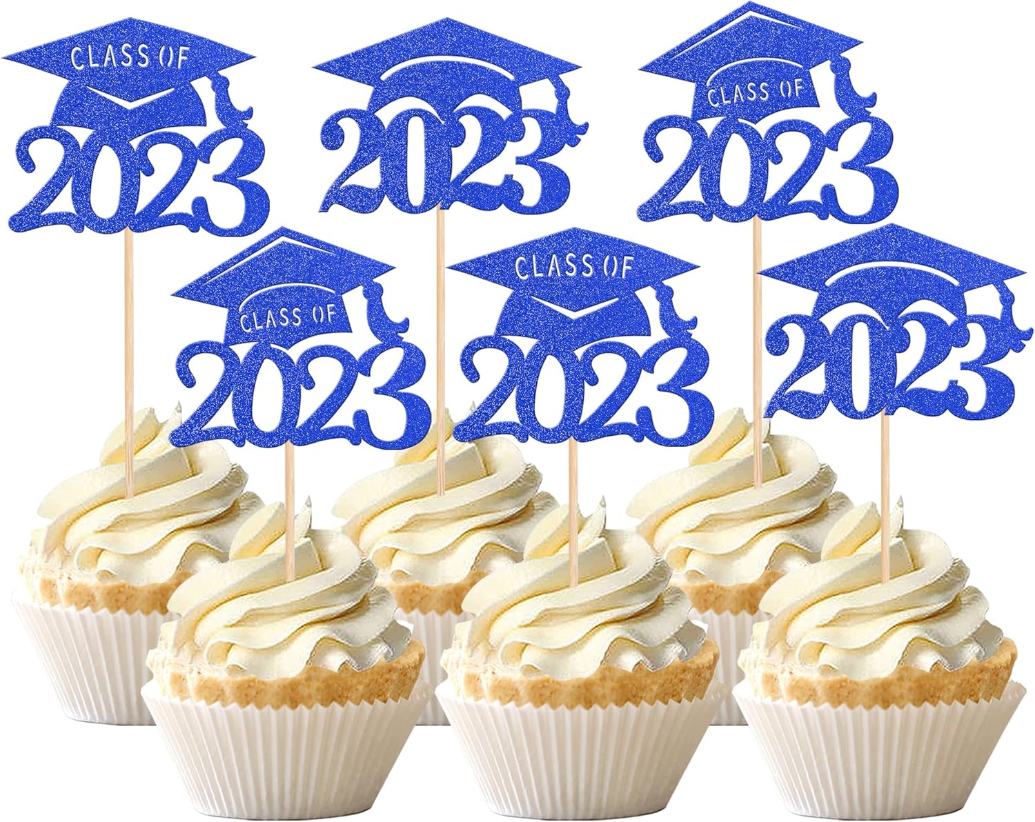Amazon.com: 30 PCS 2023 Graduation Cap Cupcake Toppers Glitter Class of ...
