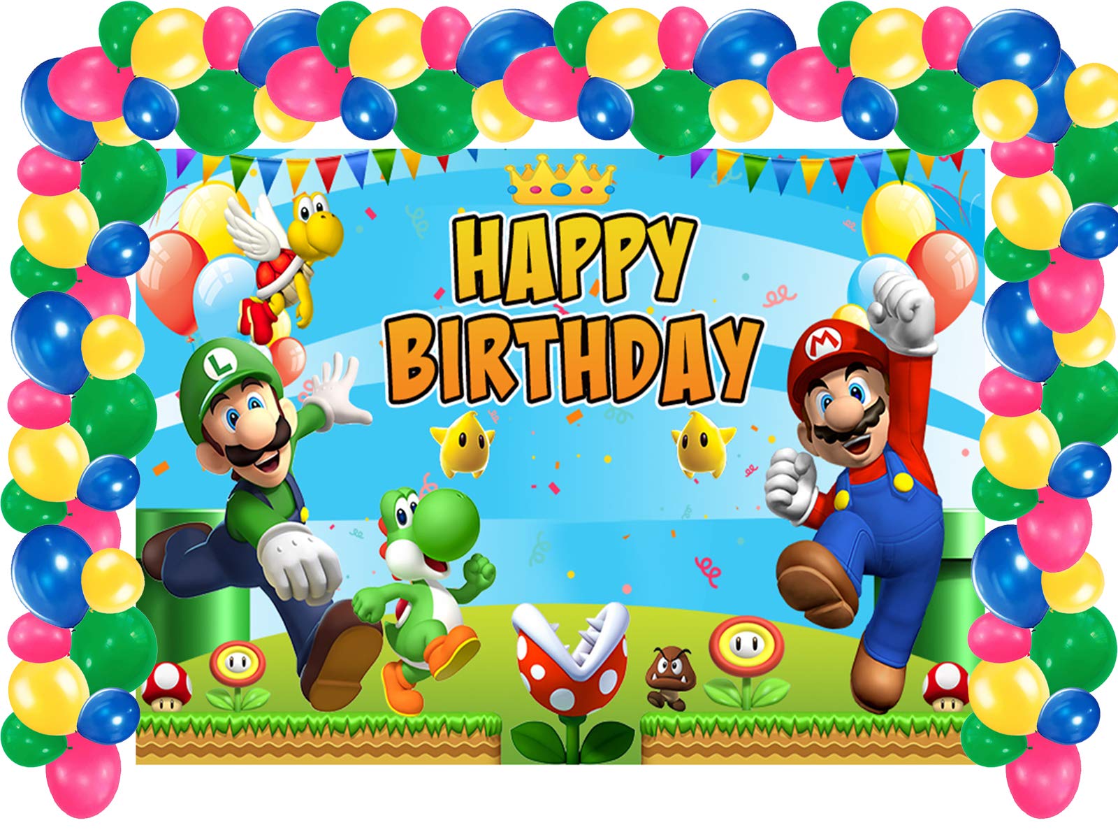 Super Mario Balloon Garland Decorations Happy Birthday Photo Background ...