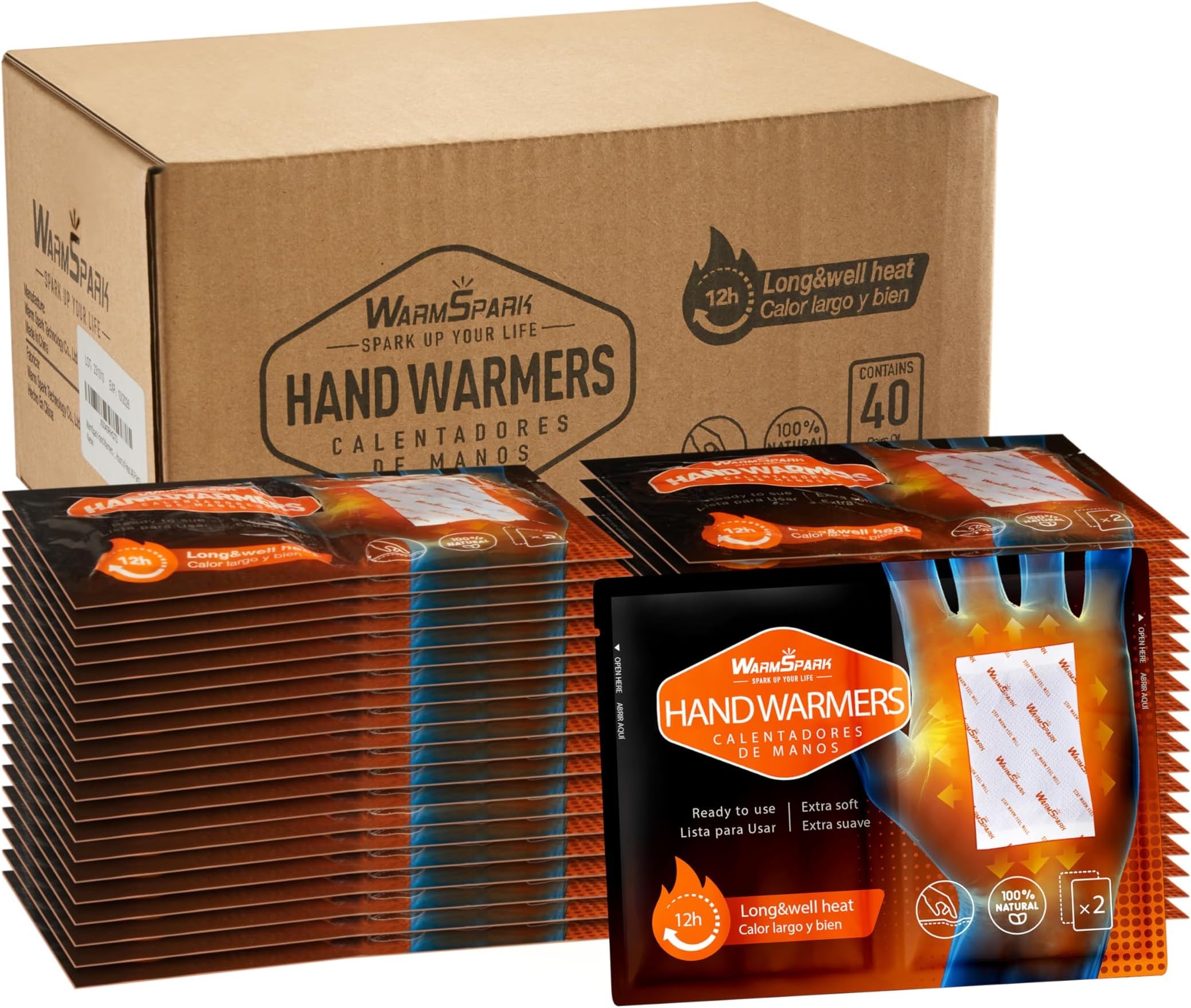 WarmSpark Hot Hand Warmers - 80 Count - Hand Warmers Disposable Single ...
