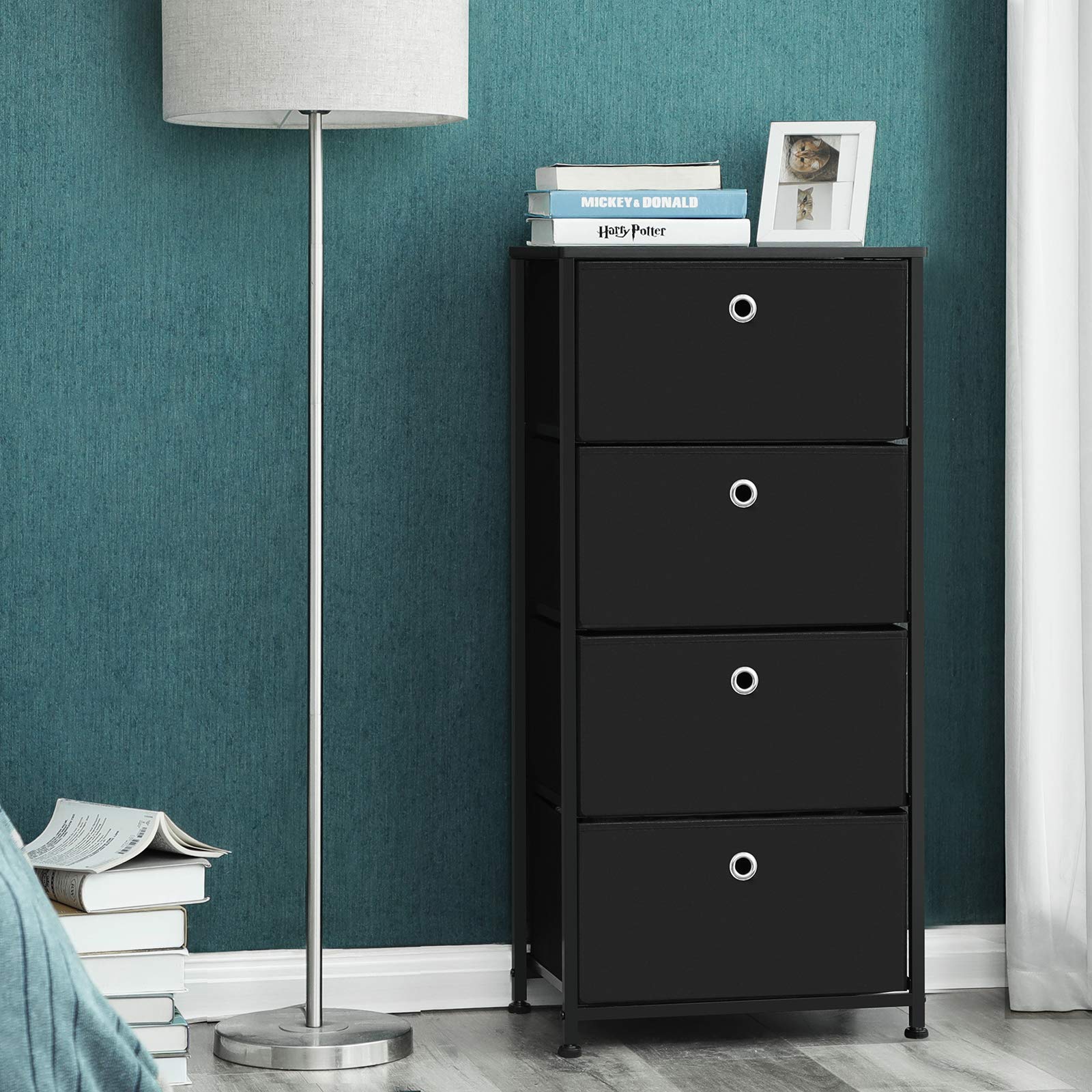 SONGMICS 4-Tier Dresser Units Storage Cabinet with 4 Easy Pull Fabric ...