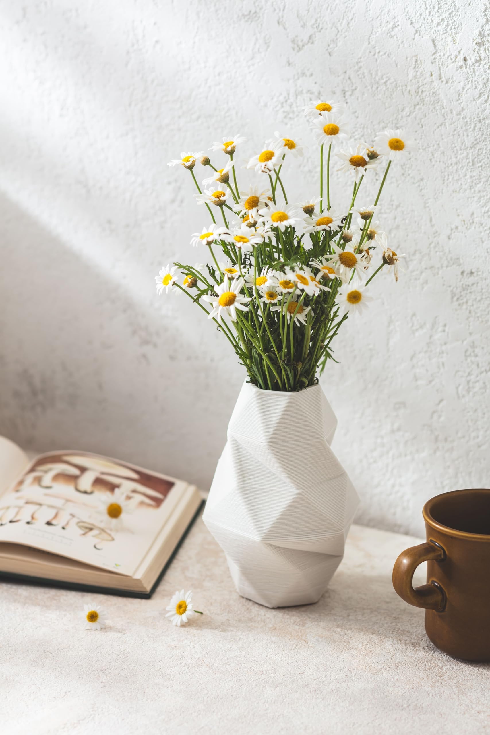 Amazon.com: Meletē White Ceramic Vase - Elegant Home Decor for Your ...