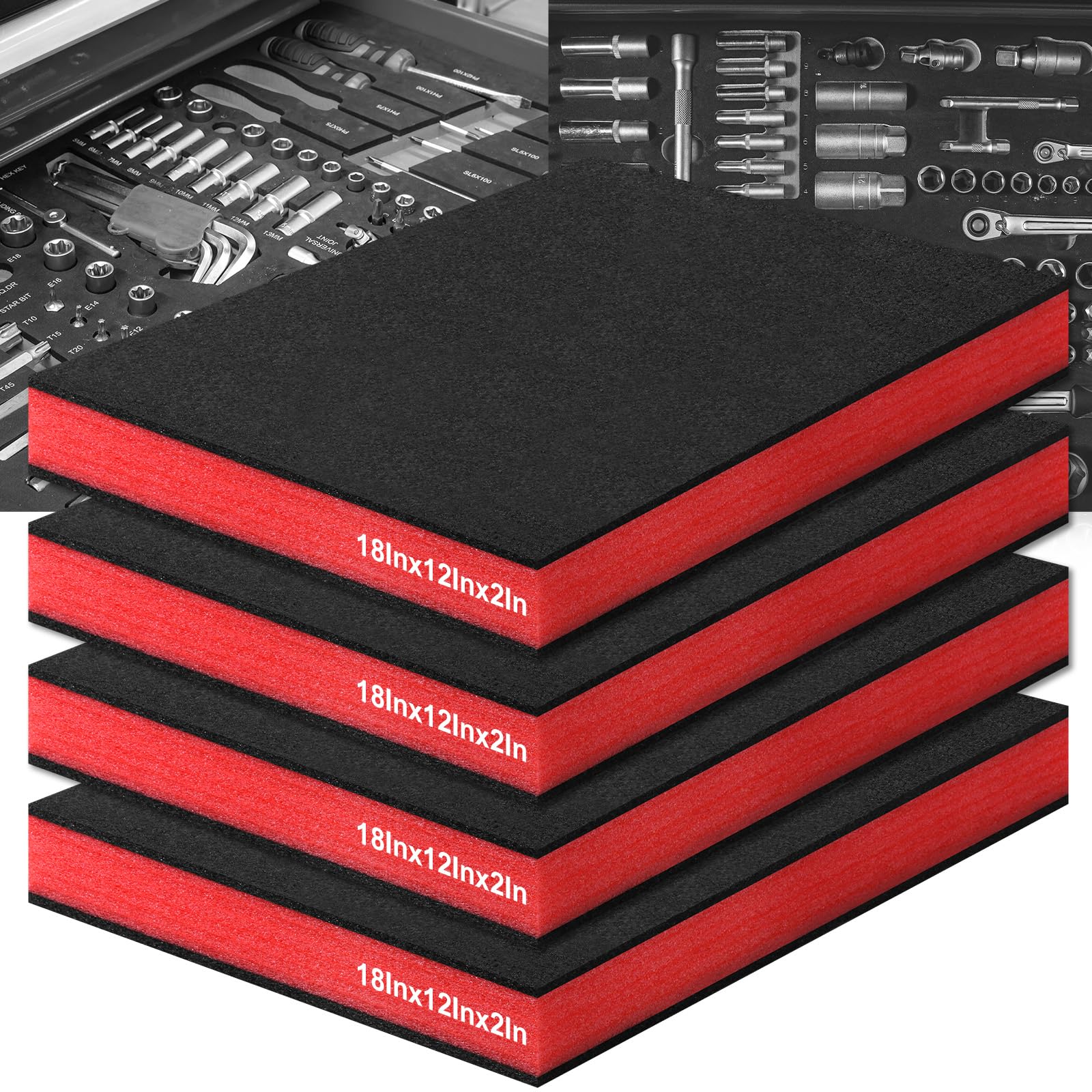 Snapklik.com : Tool Box Foam 4 Pack, 18x12x2 In Foam Inserts For Cases ...