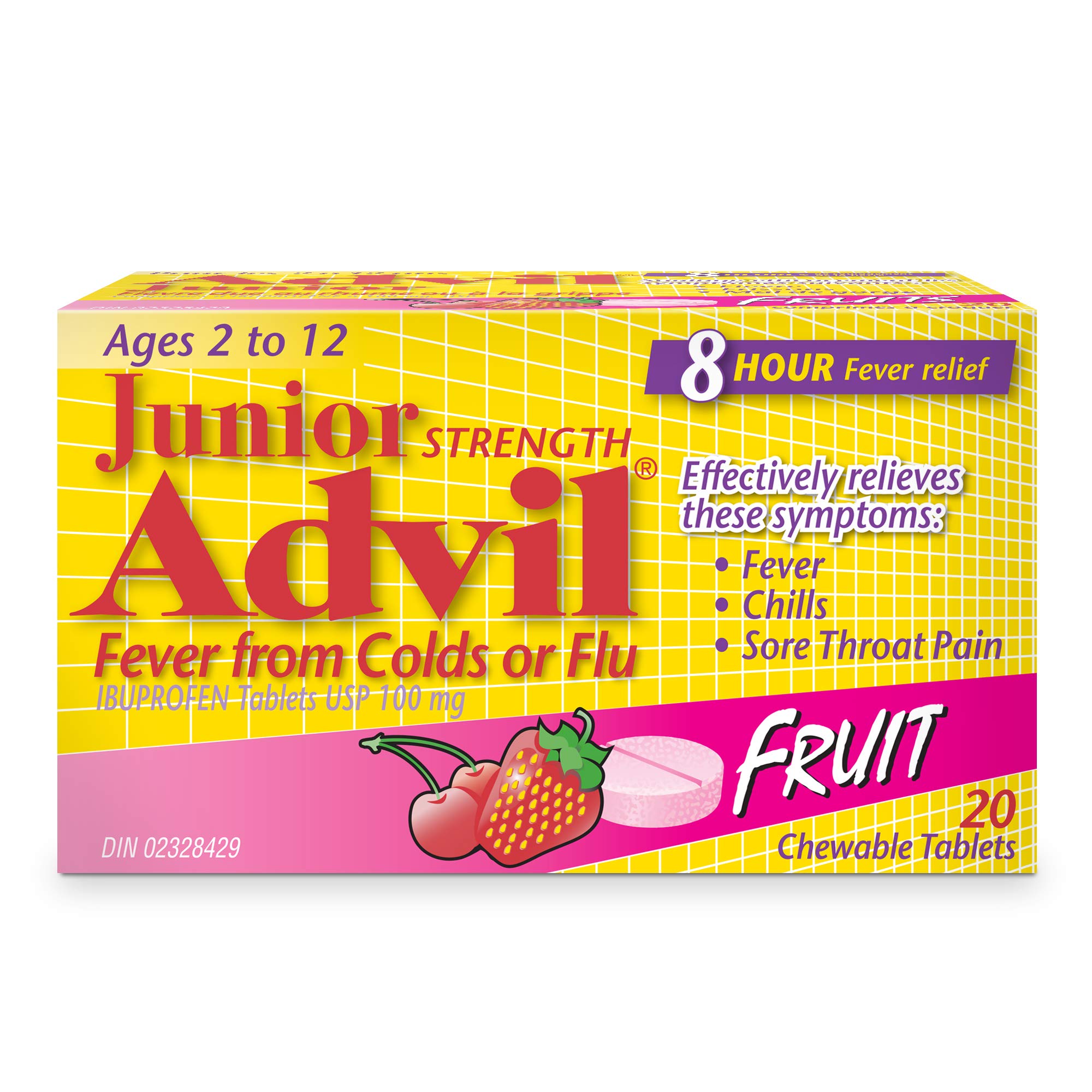 Junior Strength Advil (20 Count, Fruit Flavour) Fever from Colds or Flu ...