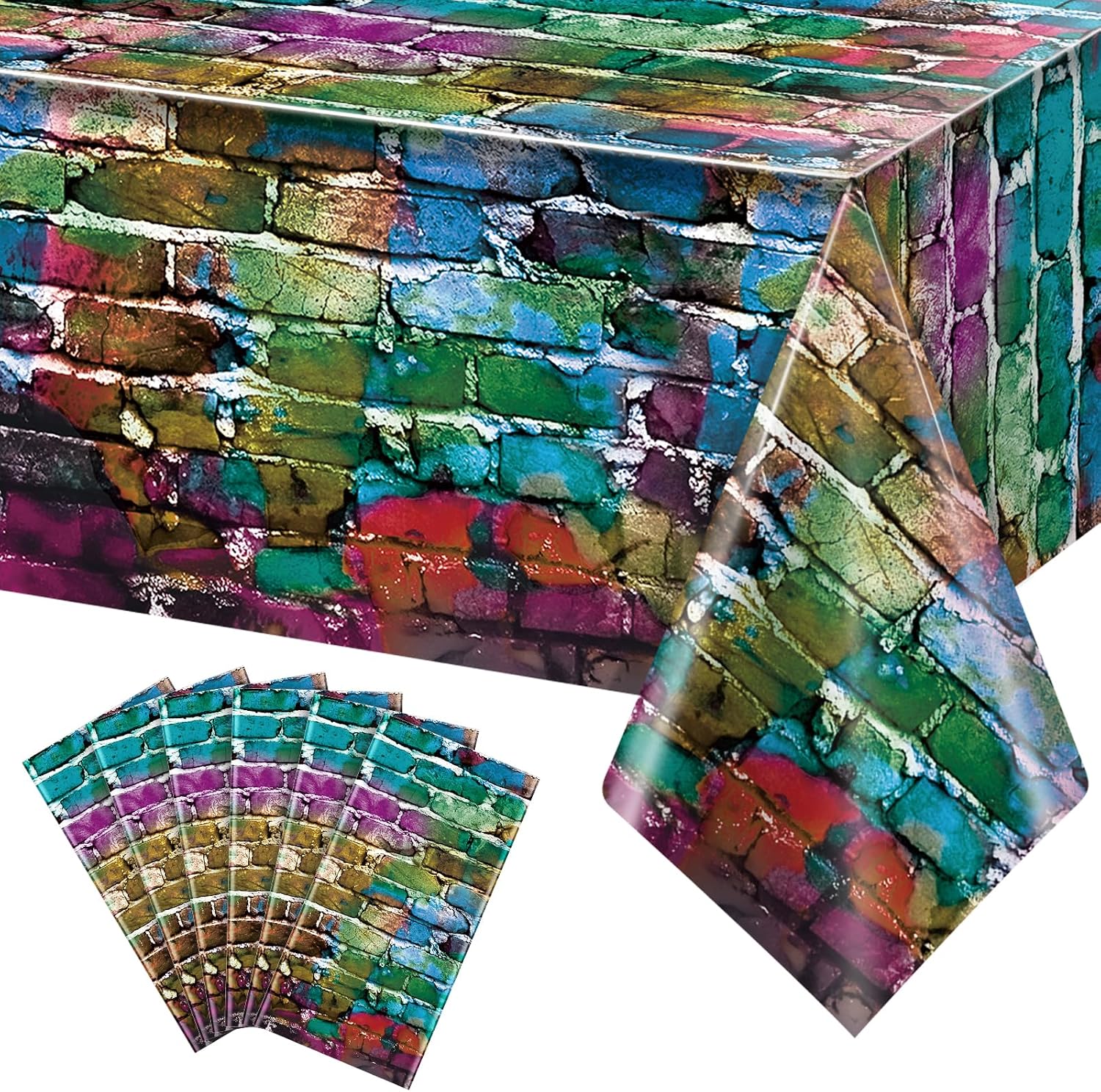 Amazon.com: FunnyPars 6 Pack Colorful Brick Tablecloth Rectangle ...