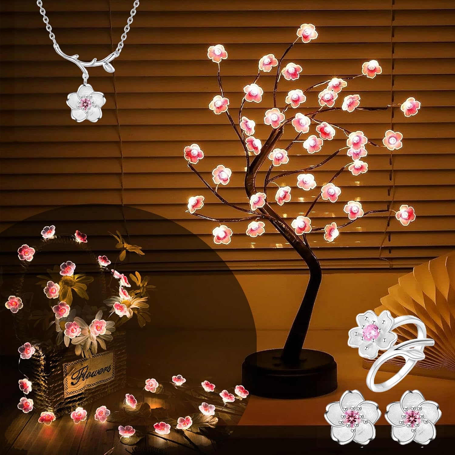 Amazon.com: 18 Inch Cherry Blossom Bonsai Tree Lamp with 36 LED Lights ...