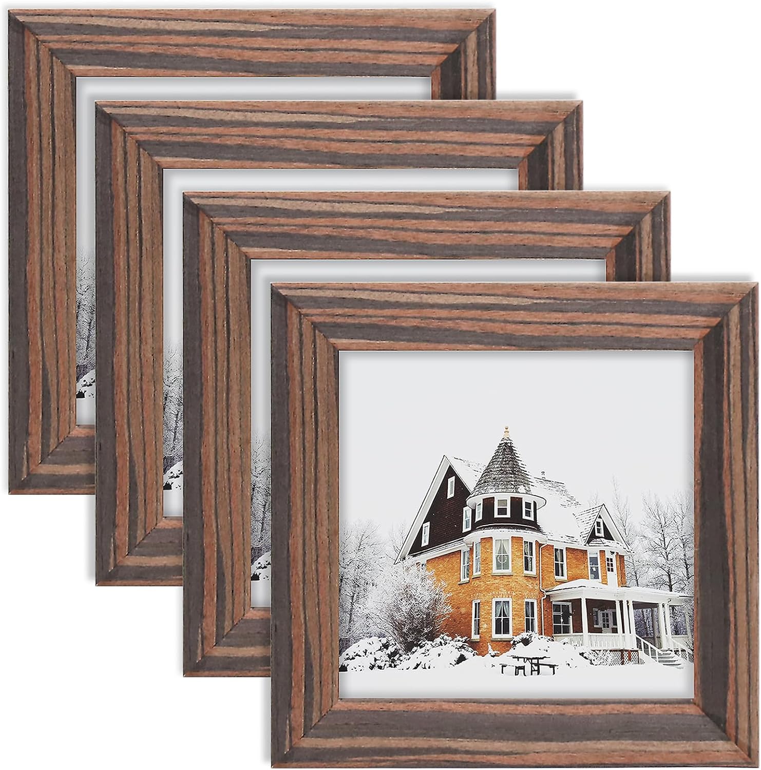 Amazon.com - 4x4 Ebony Wood Grain Picture Frames Natural Solid Wood ...