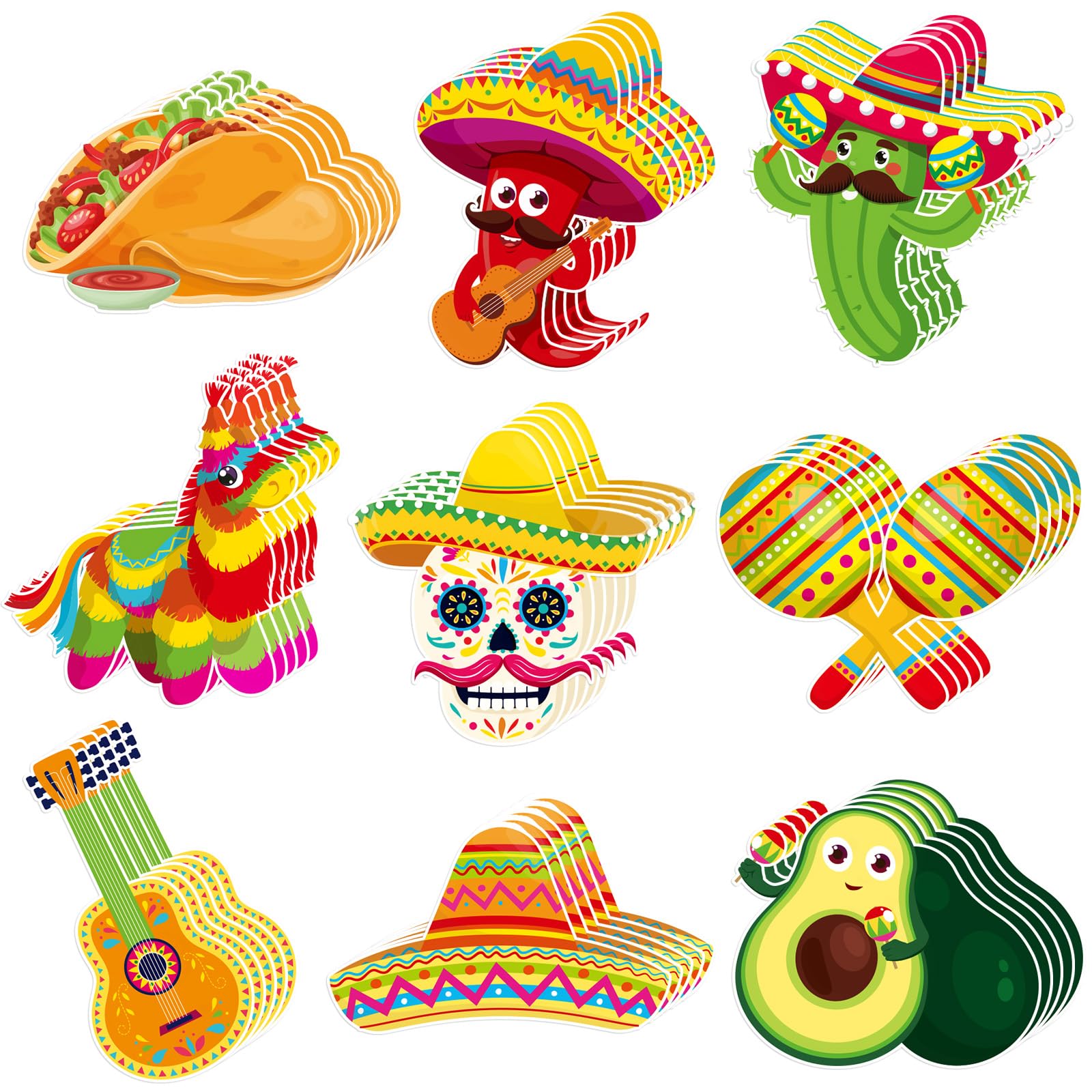 Snapklik.com : Kosiz 45 Pcs Mexican Party Cutouts Cinco De Mayo Paper ...