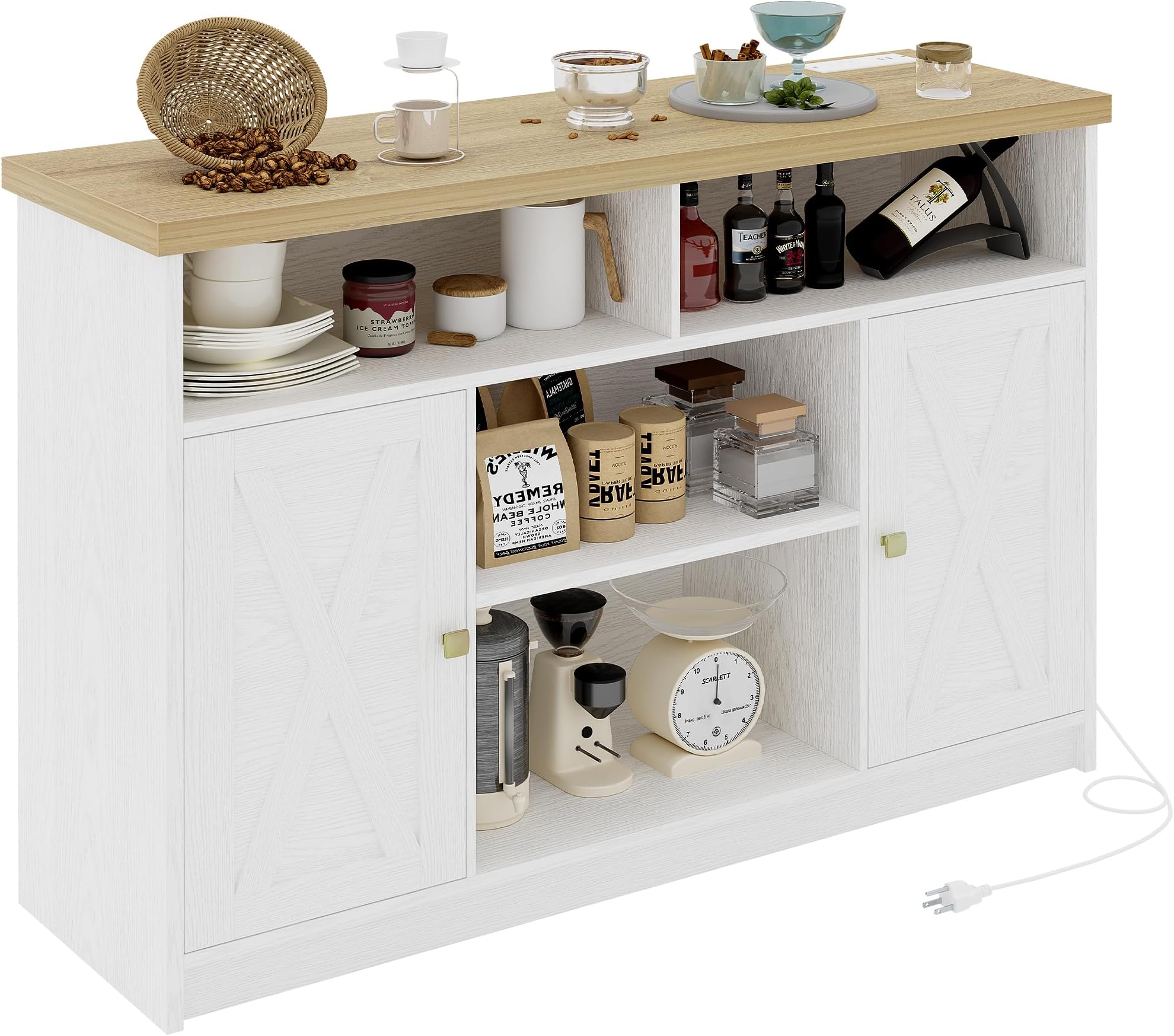 Amazon.com - YITAHOME Buffet Cabinet with Power Outlet, 59'' Farmhouse ...