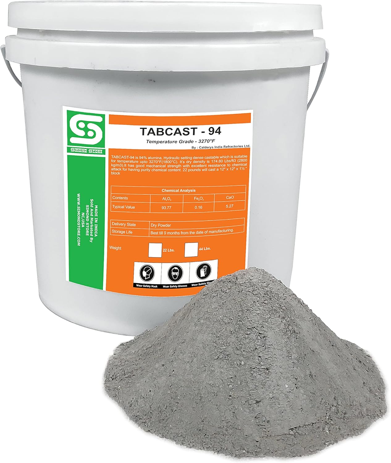 Amazon.com: Castable Refractory Cement - 94% Alumina Hydraulic Bonded ...