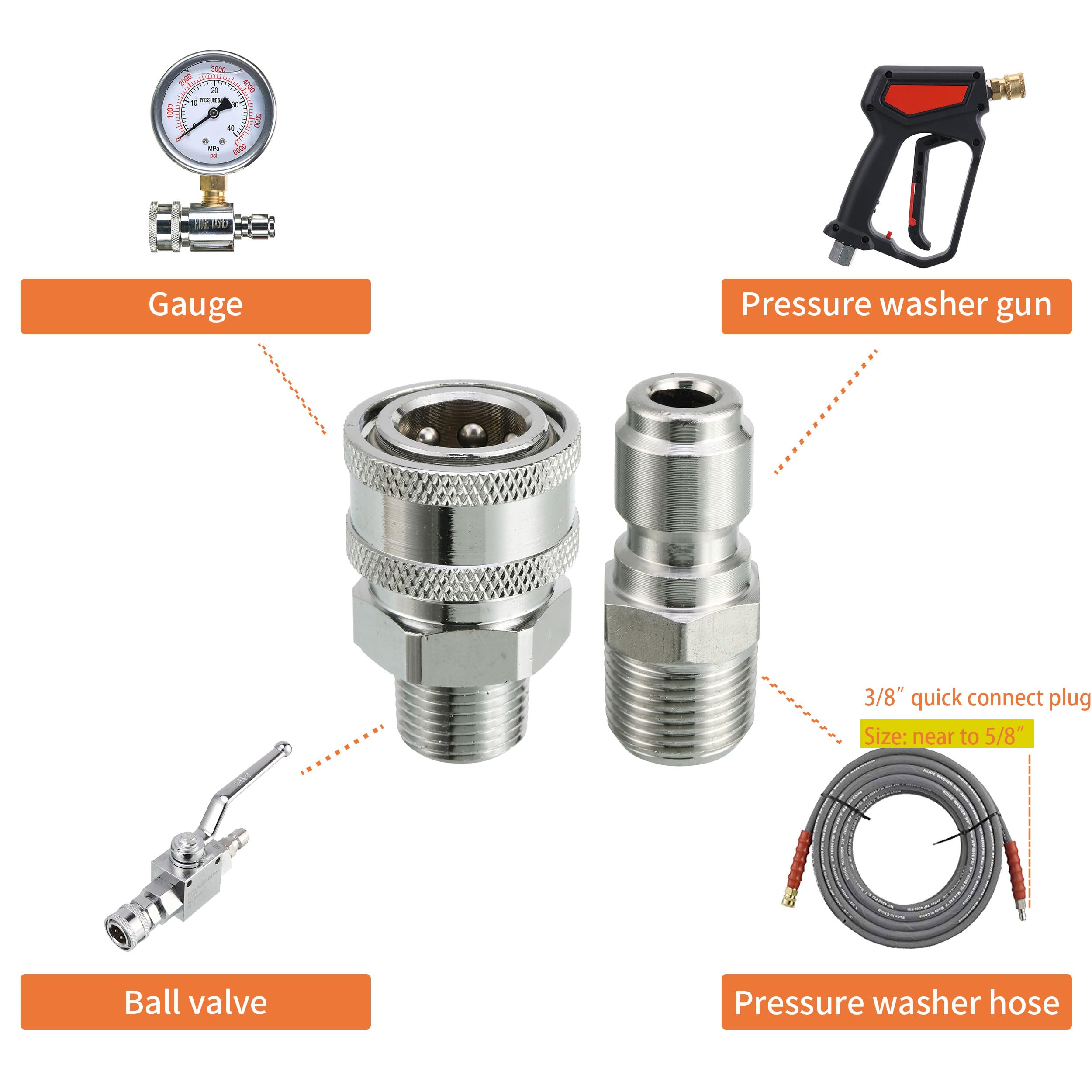 Snapklik.com : RIDGE WASHER Pressure Washer Adapter Set