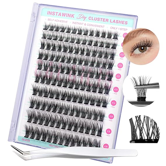 Amazon.com: CALAILIS Self Adhesive Eyelashes 130Pcs D Curl Press on DIY ...
