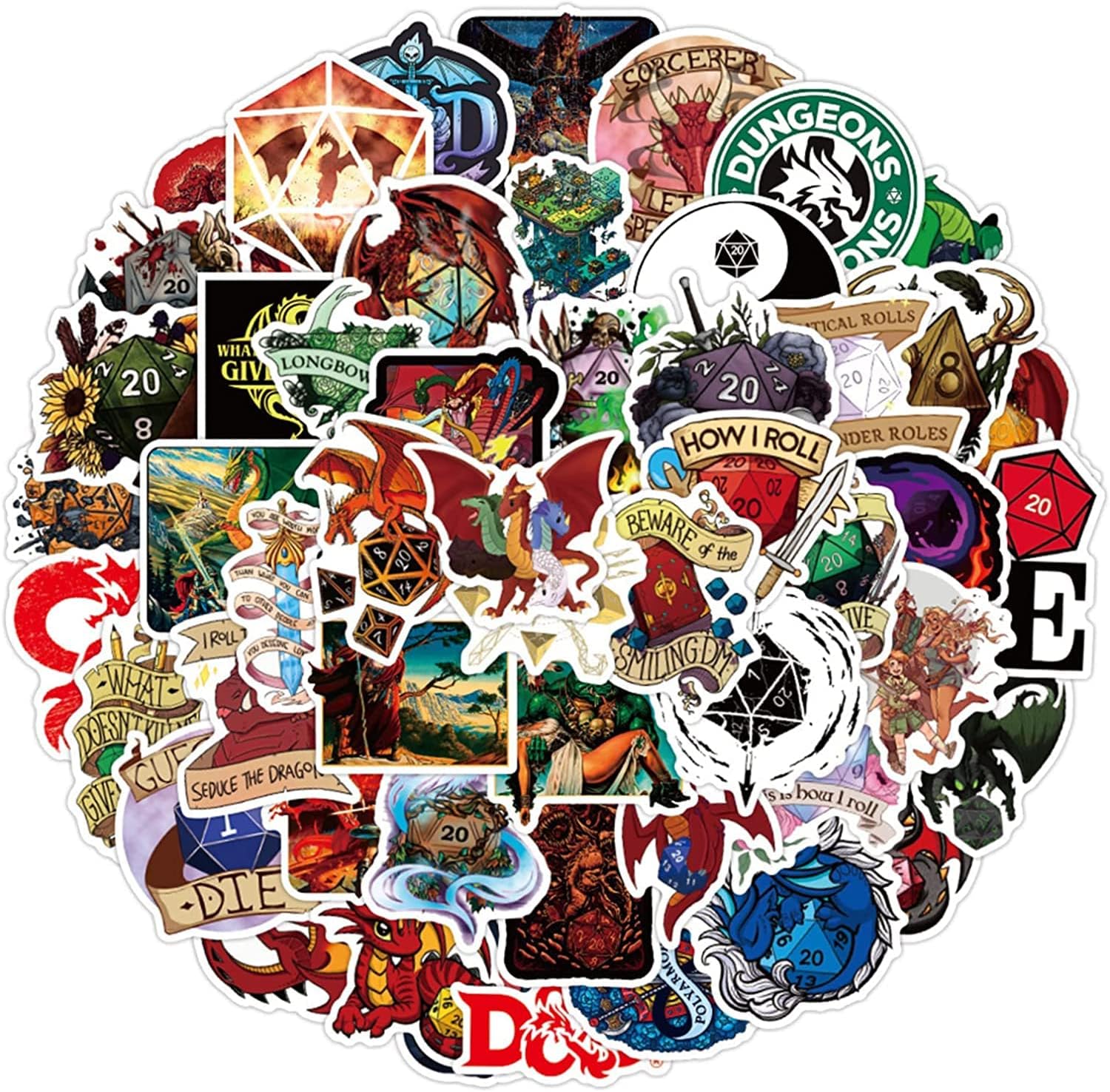 Amazon.com: YIYEWUMIAN Dungeons and Dragons Stickers 50PCS Gifts WOF ...