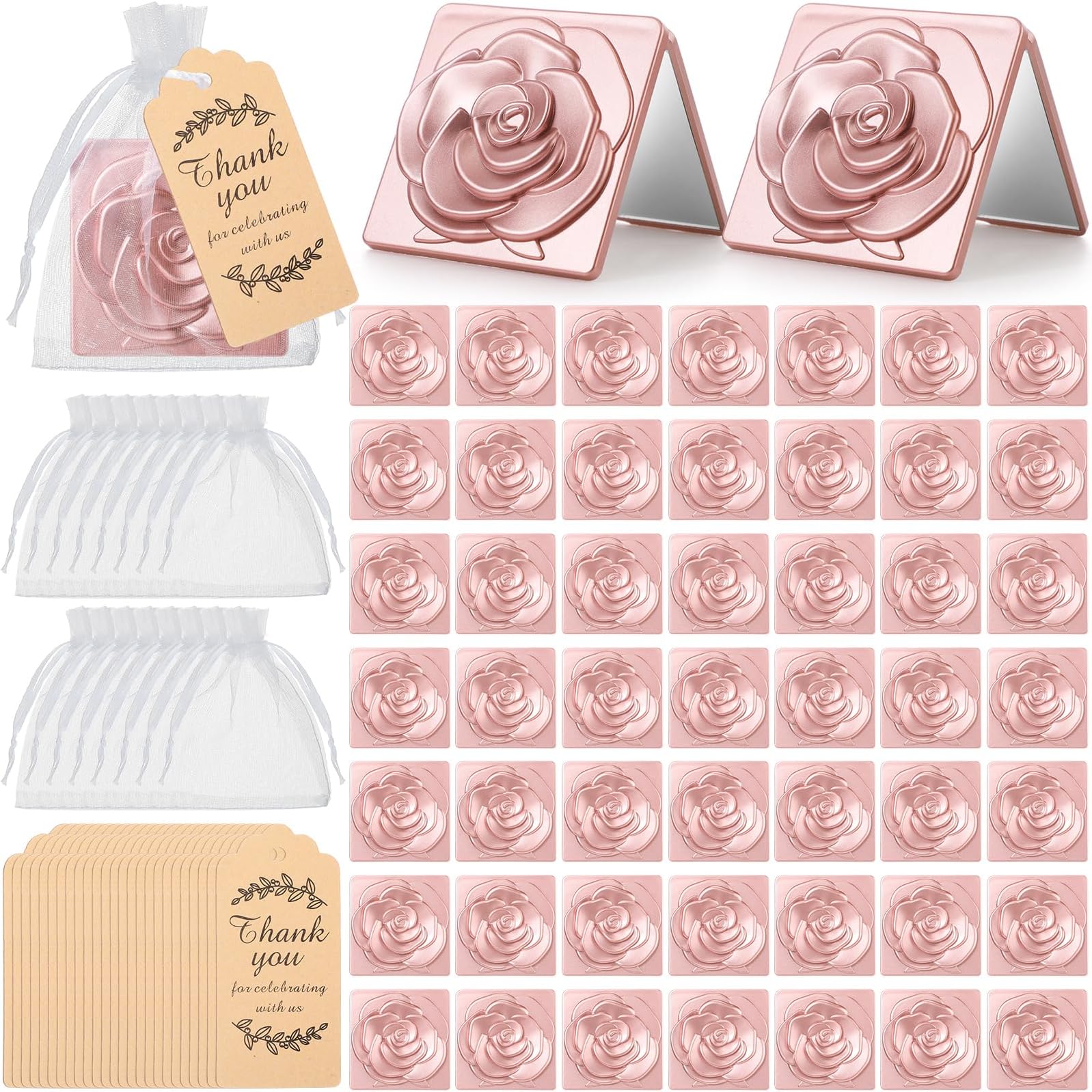 Amazon.com: Woanger 36 Set Rose Compact Mirrors Bulk Wedding Favors ...