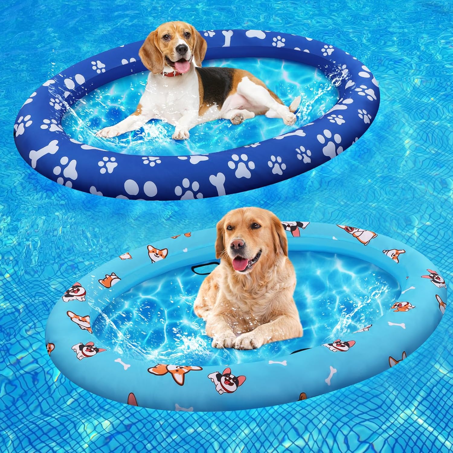 Amazon.com: Haull 2 Pcs Inflatable Dog Floats for Pool Dog Pool Rafts ...