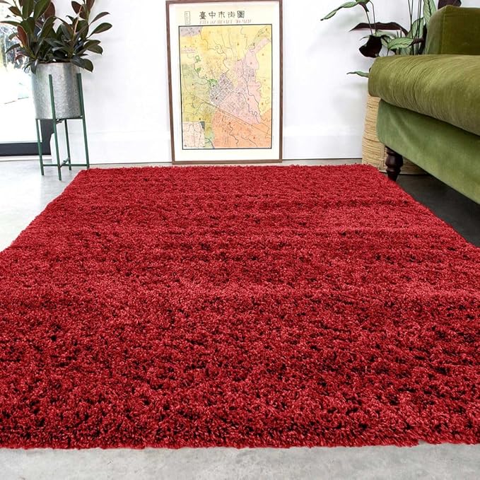 Super Soft Shaggy Red Living Room Area Rugs Luxury High Pile Fluffy ...