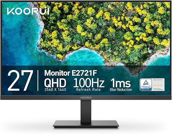 KOORUI 27 Inch QHD (2560x1440) IPS Ultra-Thin Computer Monitor, 100Hz ...