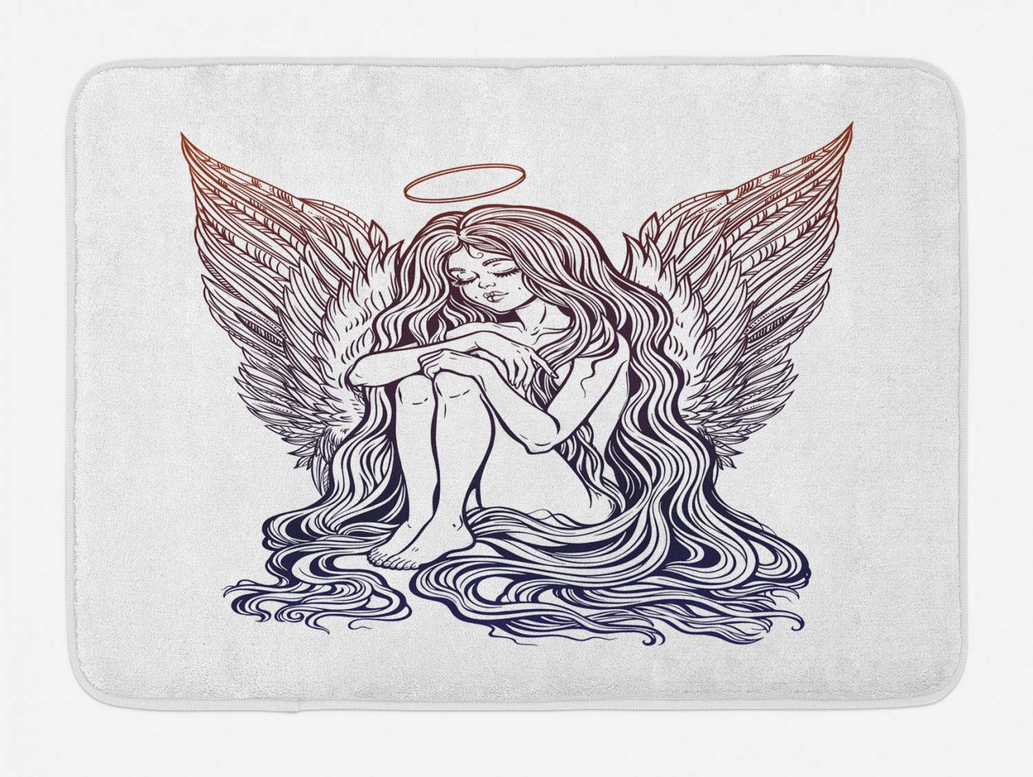 Amazon.com: Ambesonne Angel Wings Bath Mat, Innocence Girl with Long ...