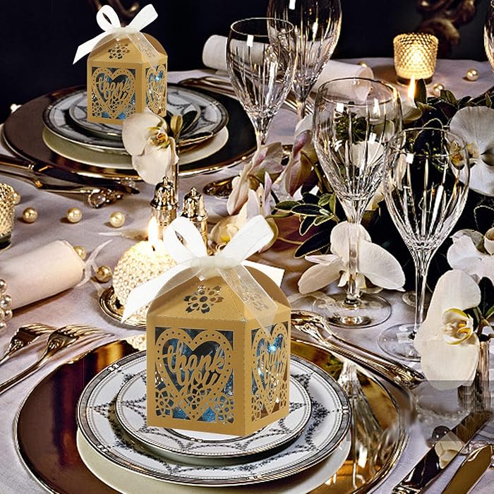 Buy COTOPHER Laser Cut Boxes 100pcs Thank You Gift Boxes Wedding Party ...