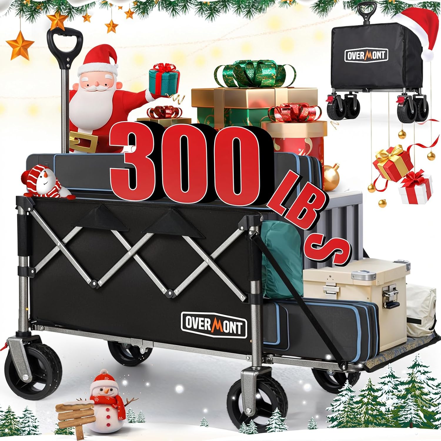 Amazon.com: Overmont 200L Foldable Wagon Cart - 49.2" Extended Heavy ...