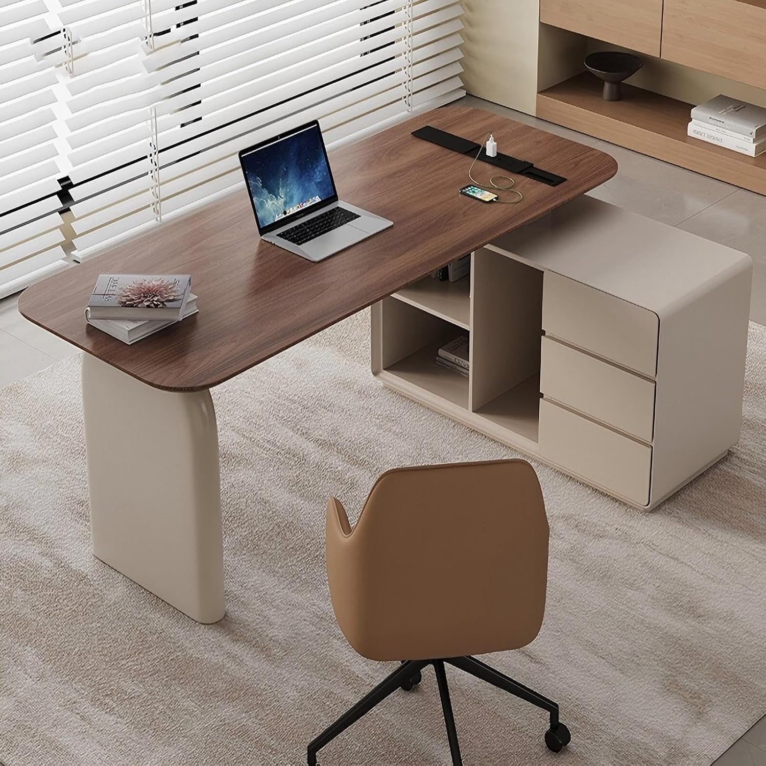 Amazon.com: Large Home Office Desk, Modern Executive Desk Includes ...