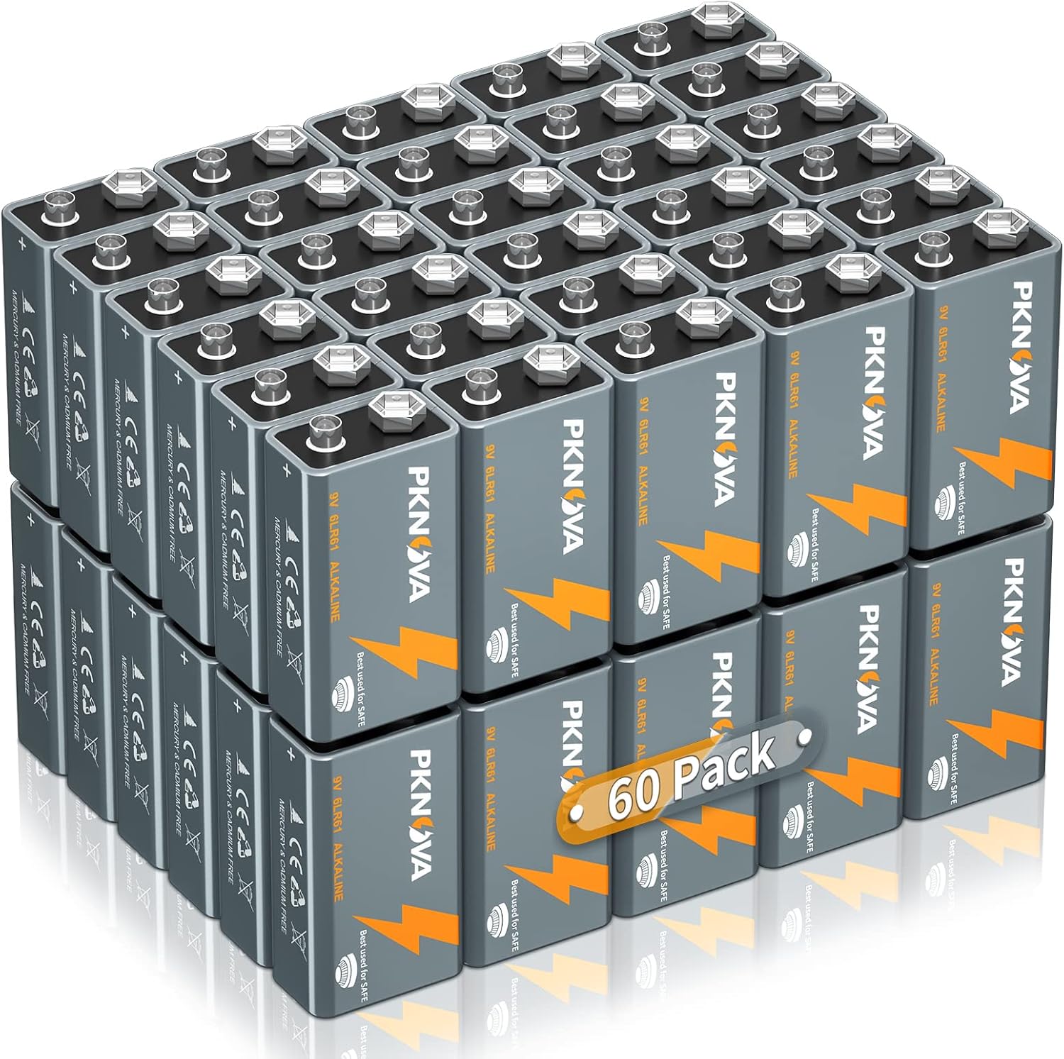 Amazon.com: PKNOVA 9V Batteries Alkaline 9 Volt Square Battery for ...