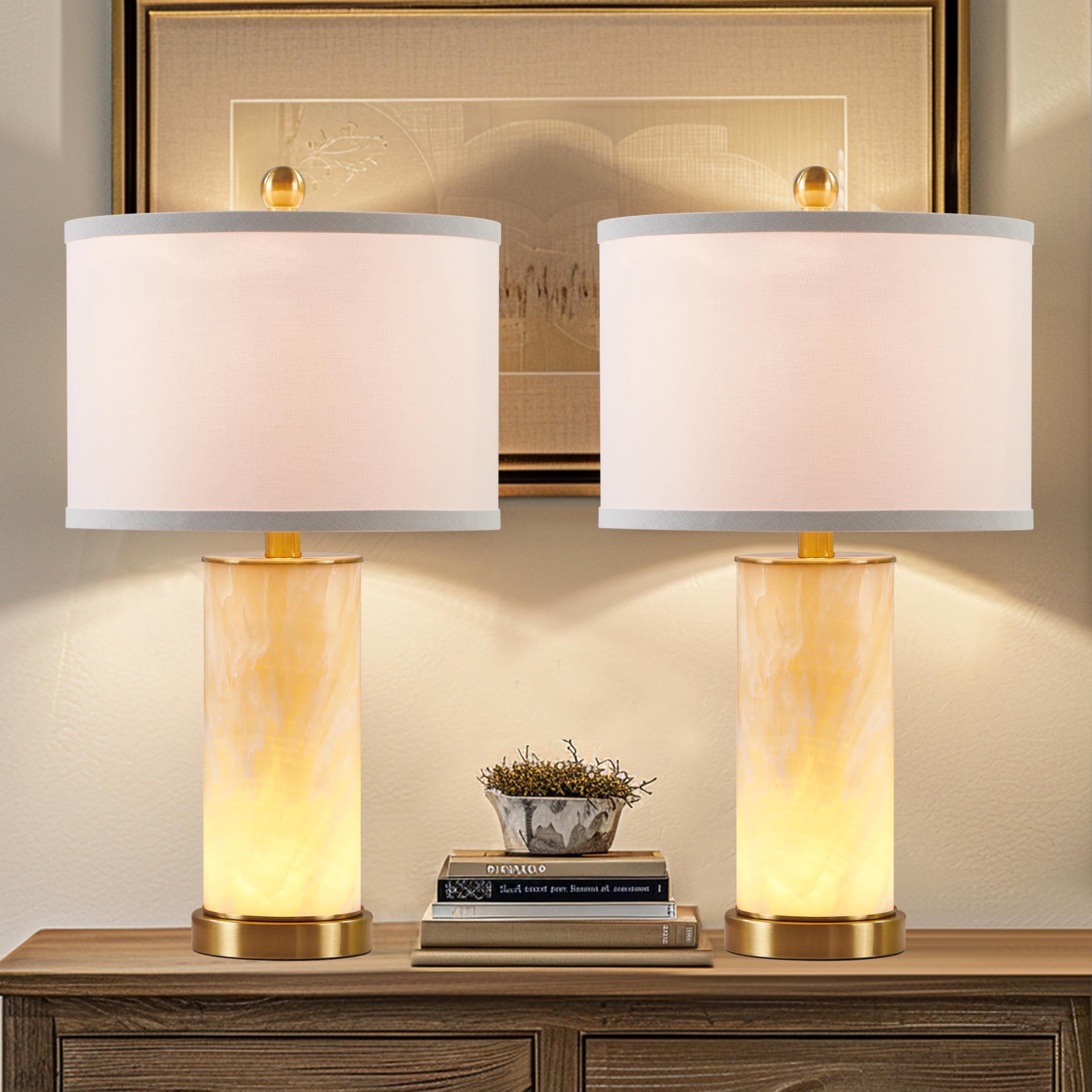RORIANO Set of 2 Modern Table Lamps for Living Room, 3 Way Touch ...