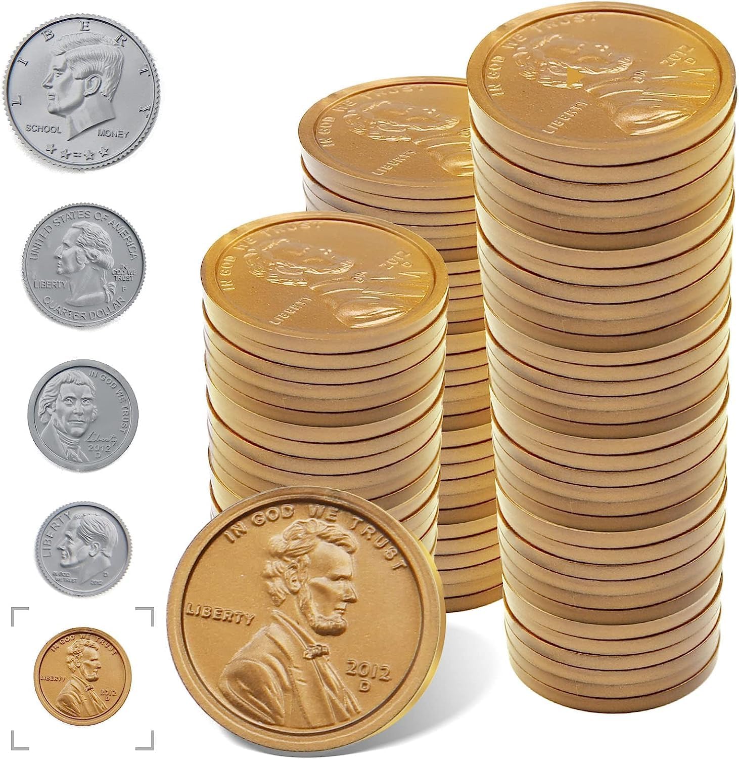 Amazon.com: YTYOTO 100 Pcs Fake Coins for Kids Learning, Plastic Play ...