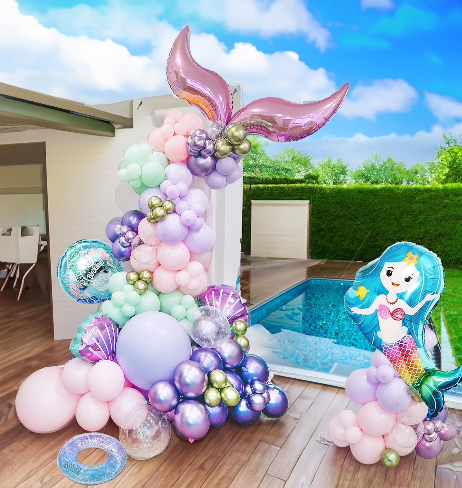 Amazon.com: Mermaid Balloon garland arch kit Chrome Purple Pink Aqua ...