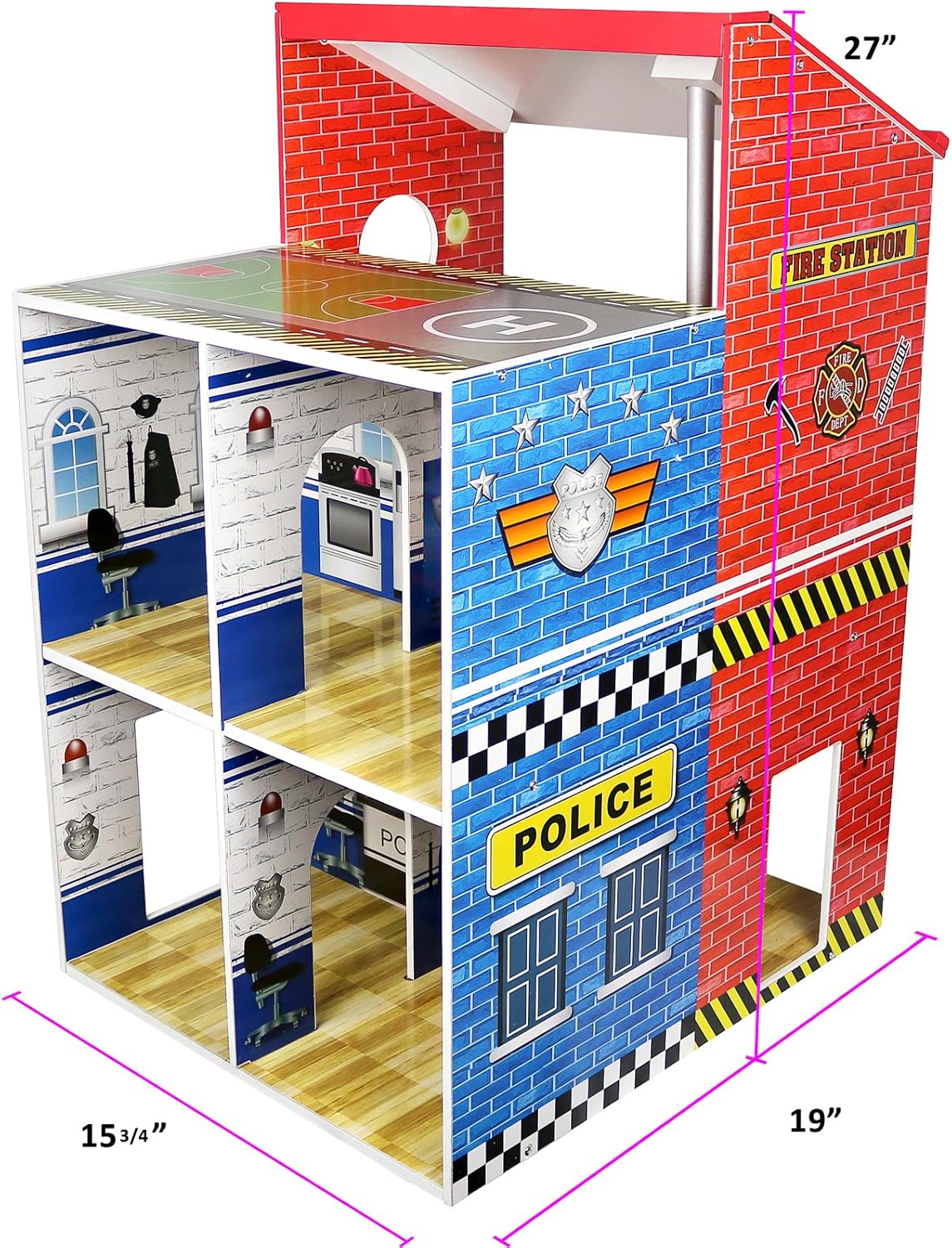 Click N' Play Wooden Police & Fire Station Playset : Amazon.com.au ...
