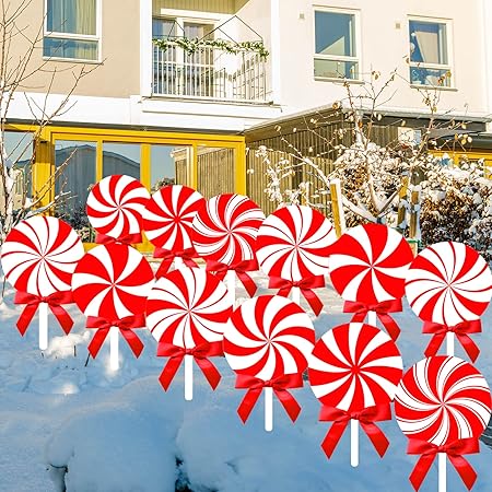 Amazon.com : Christmas Peppermint Yard Sign Cutouts, Christmas Outdoor ...