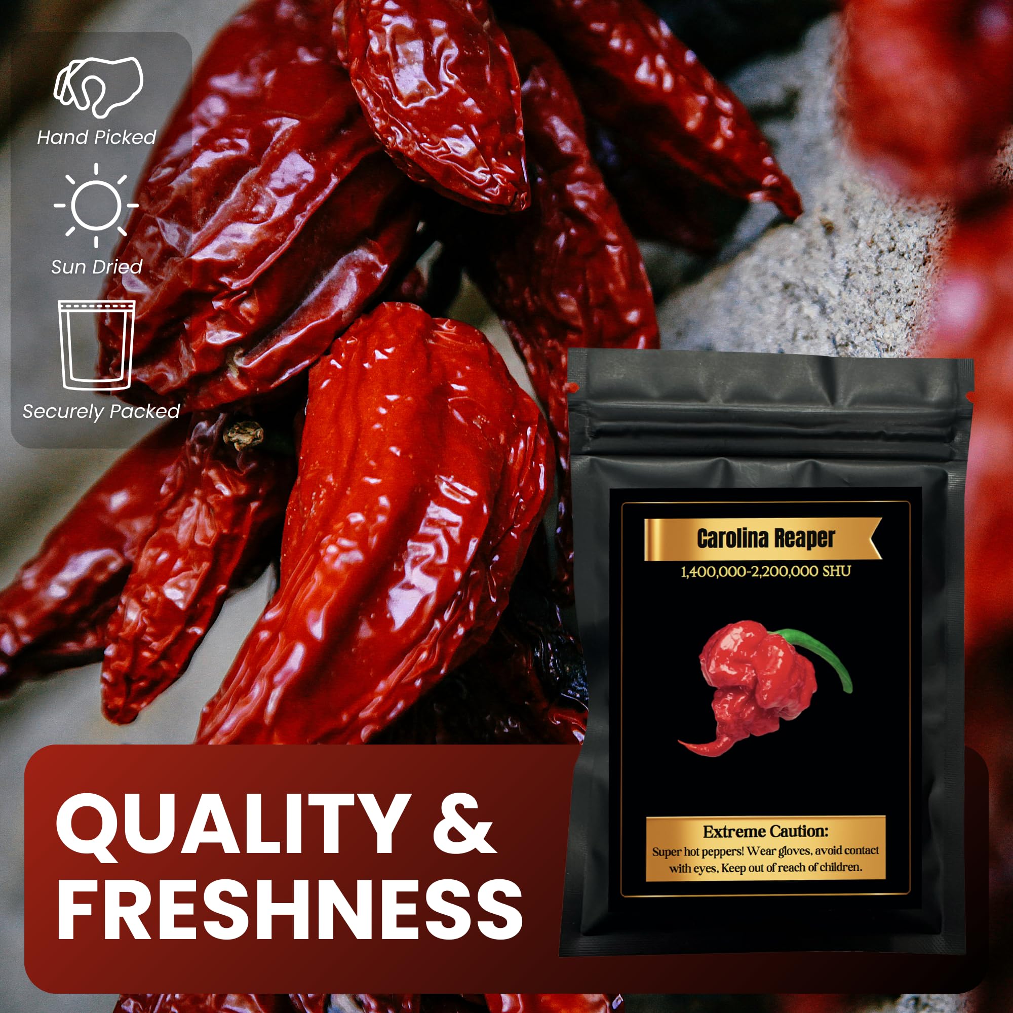 Snapklik.com : KITSY BOX Extremely Hot Carolina Reaper Peppers, Dried ...
