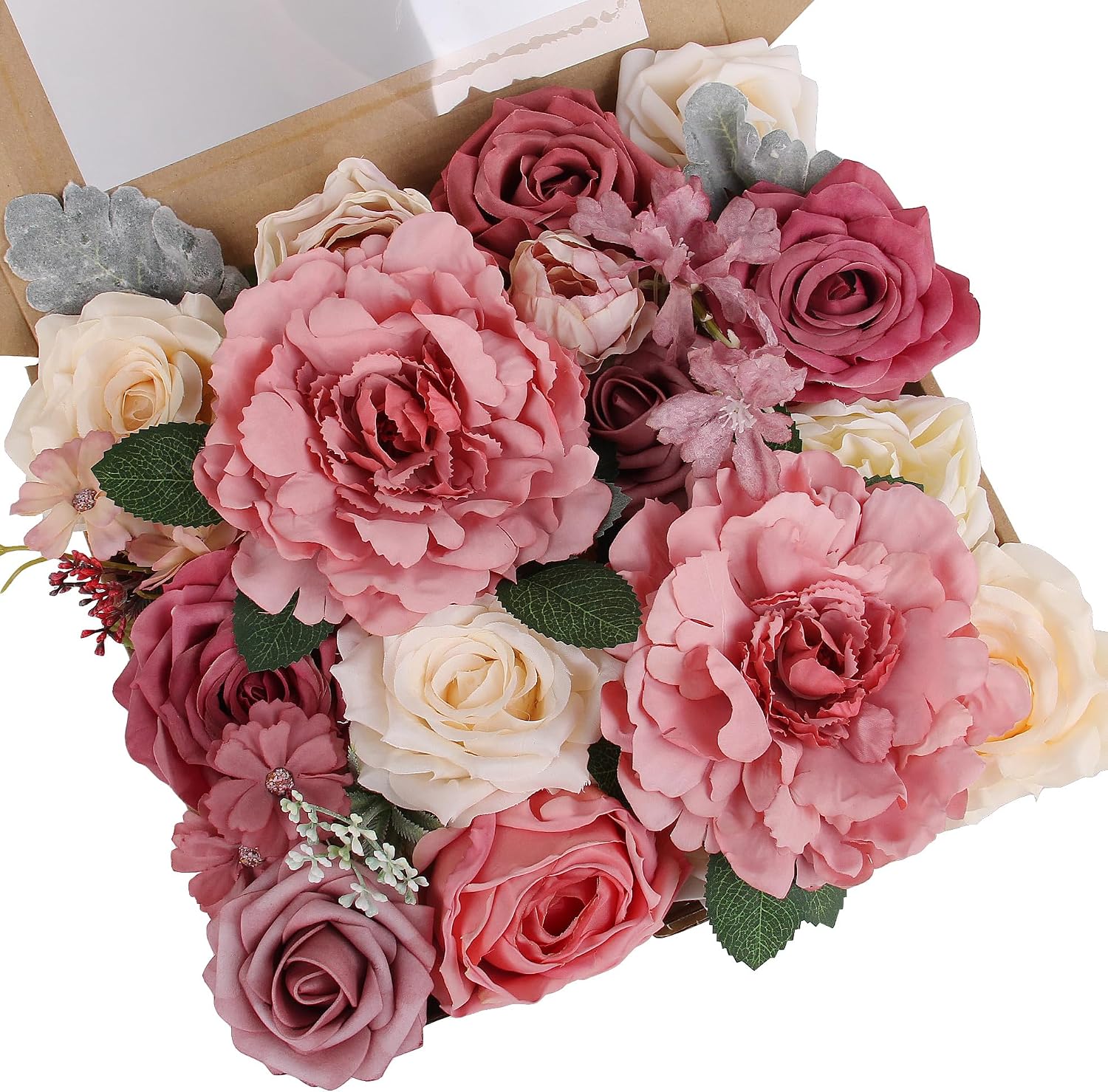 Amazon.com: Poeuo Natural Dusty Rose Artificial Flowers Combo for DIY ...