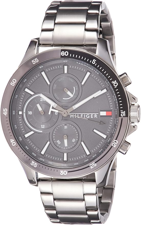 Tommy Hilfiger Men's Grey Dial Ionic Plated Grey Steel Watch - 1791719 ...